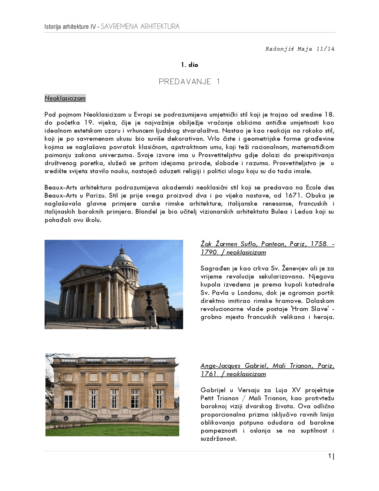 Savremena Arhitektura | Rezime' predlog Istorija arhitekture - Docsity
