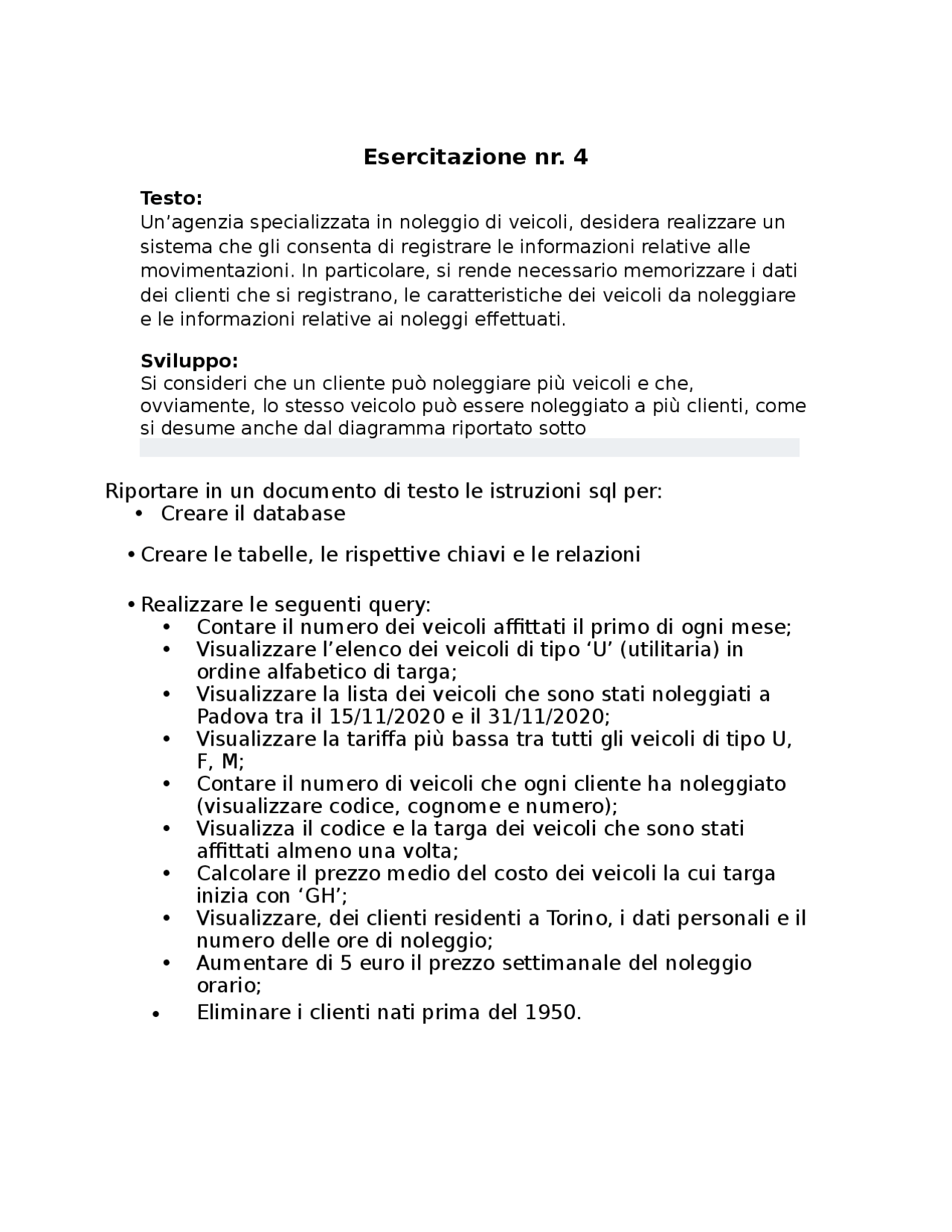 Esercizio sui Database in SQL - Docsity