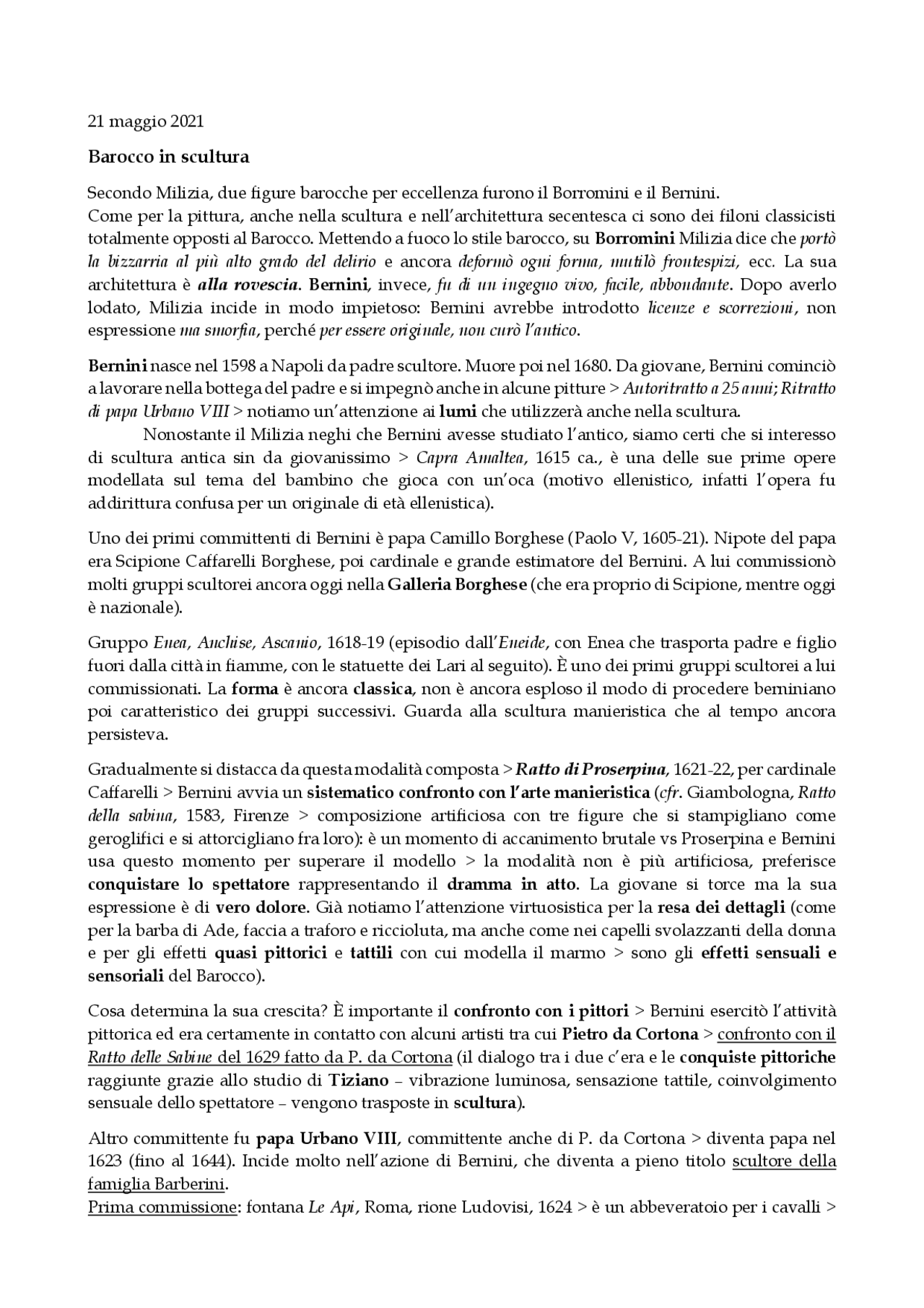 Il Barocco In Scultura Docsity