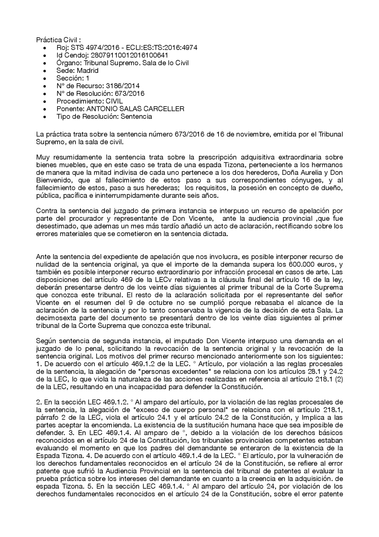 Resumen Sentencia De Una Práctica Docsity