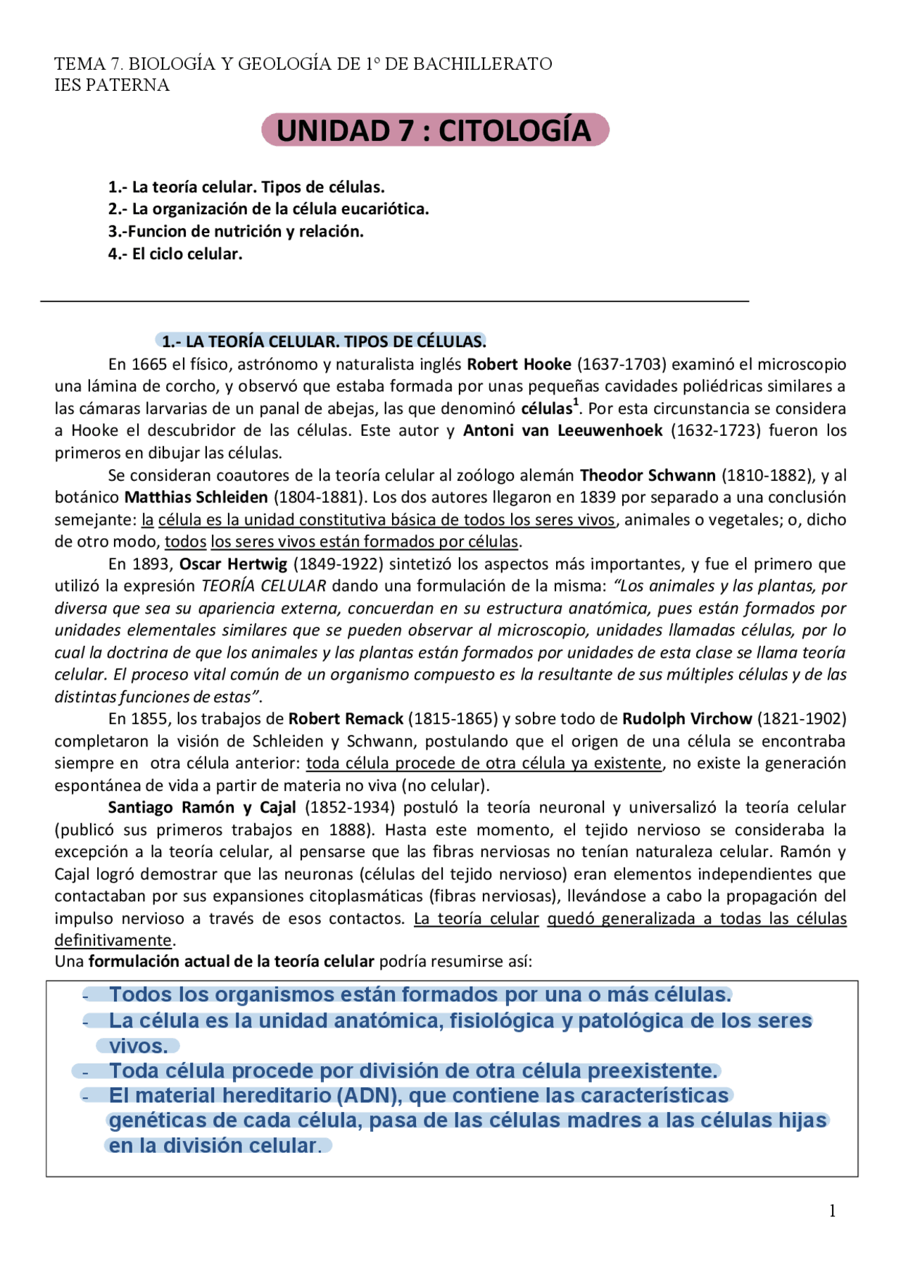 Apuntes De Citología Docsity