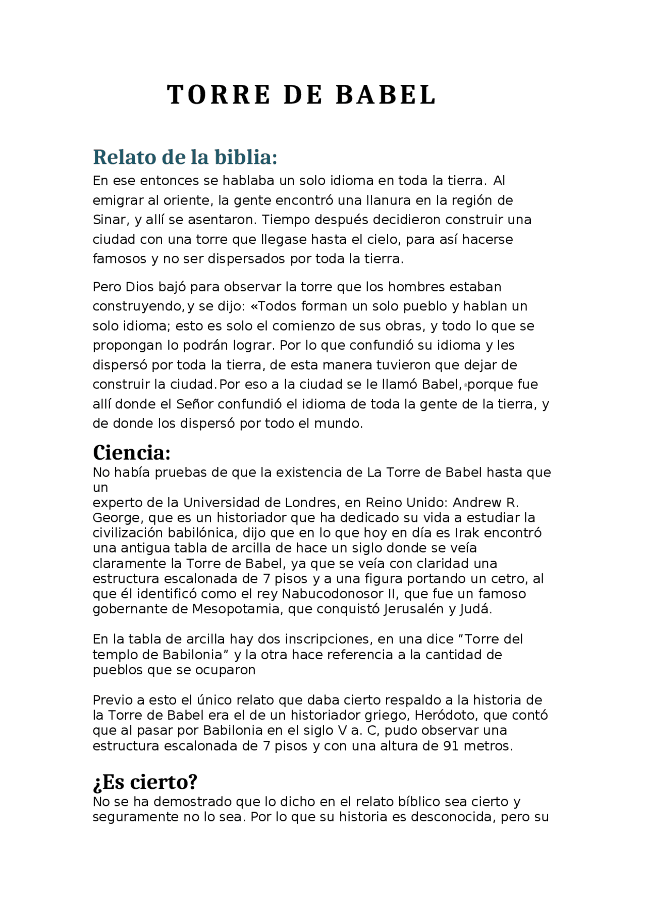 Apuntes "Torre de Babel" - Docsity