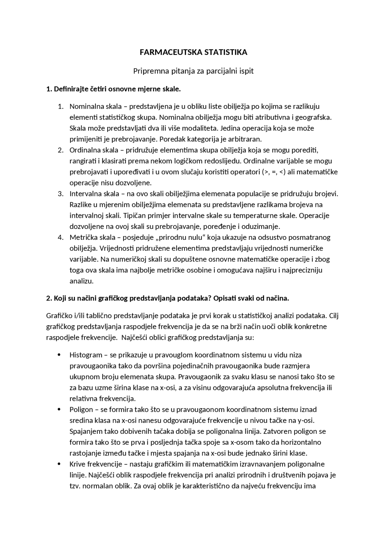 Statistika Teoretska Pitanja Skripte Predlog Statistika Docsity