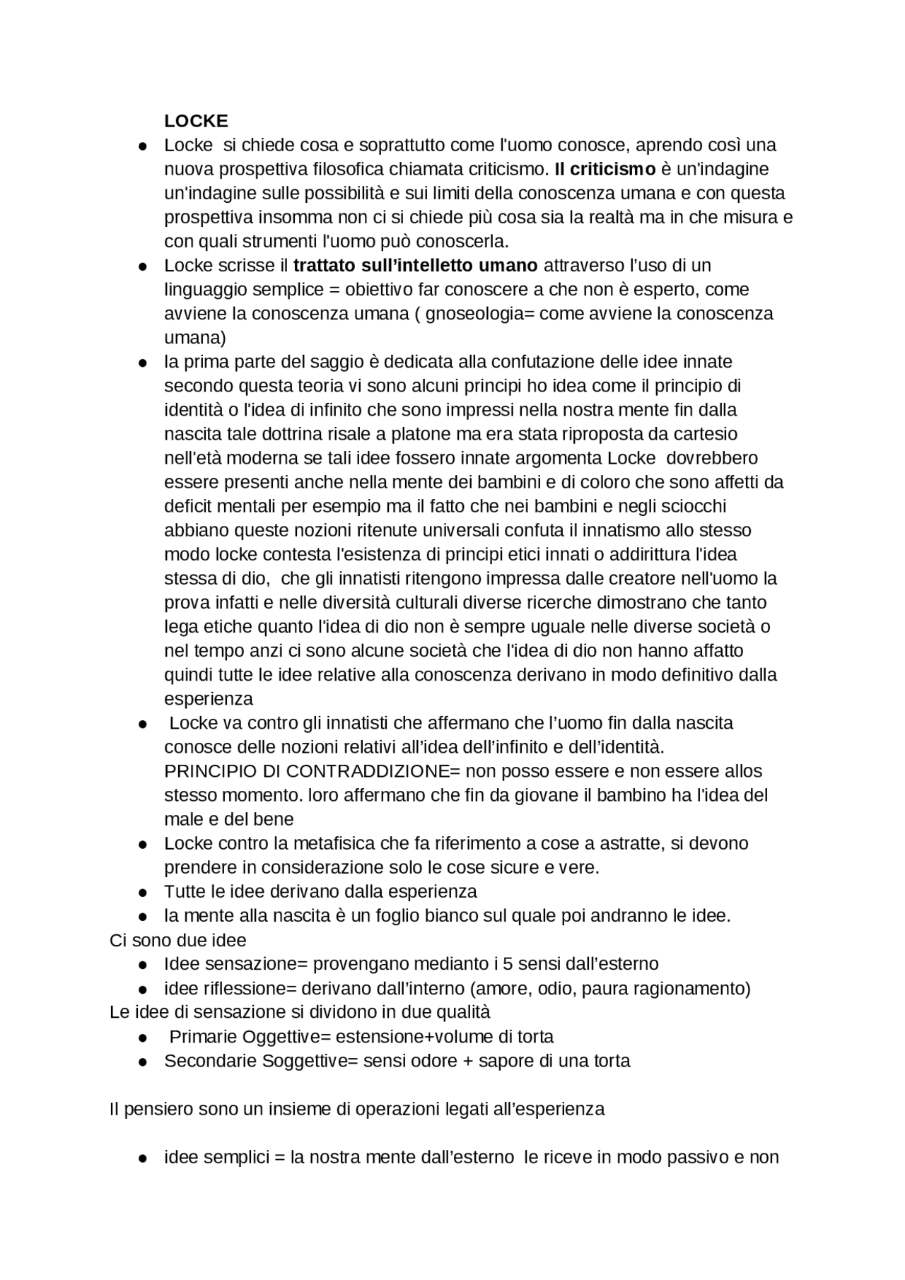 Recensione Locke Kant E Hume Docsity