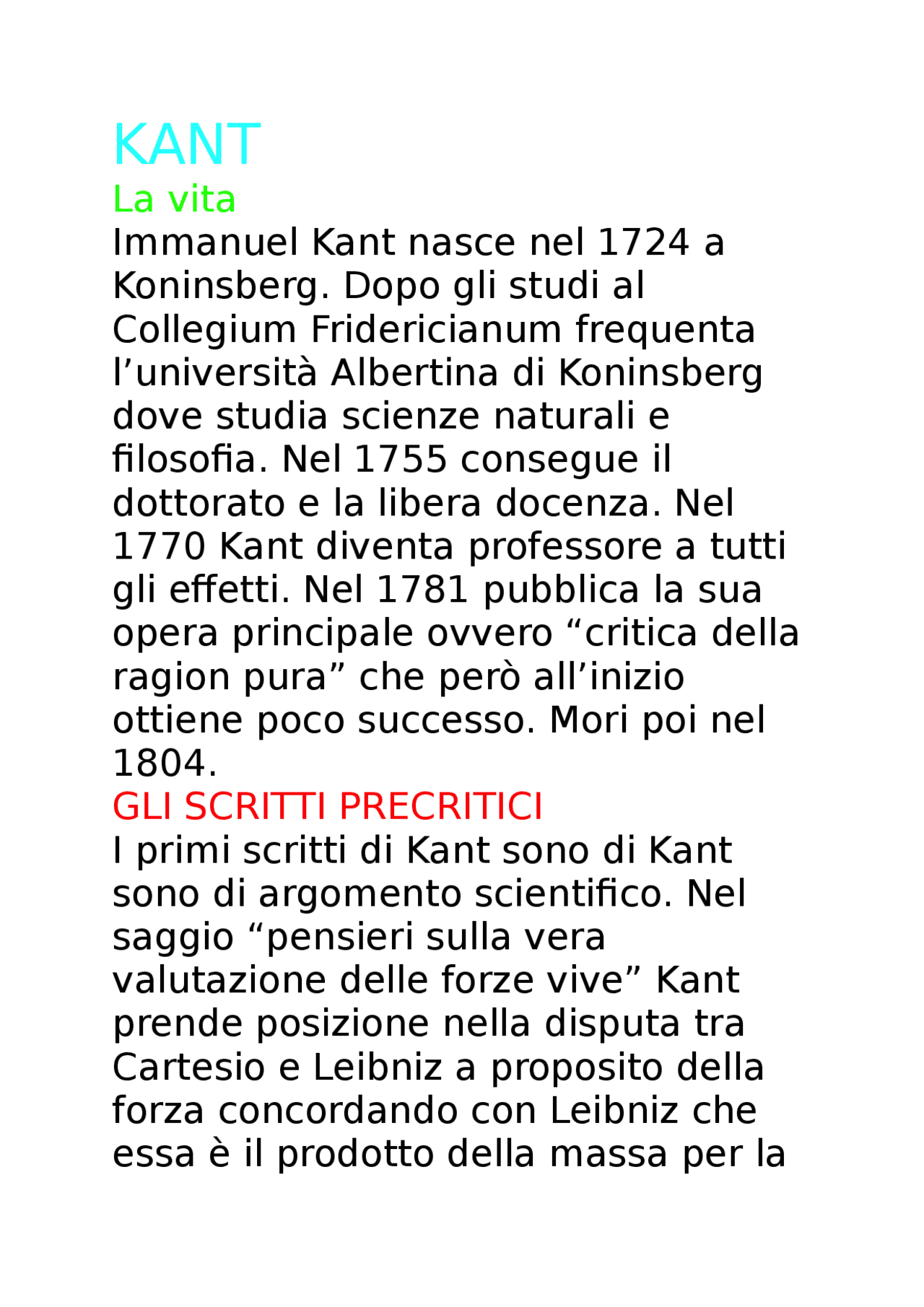 Riassunti Da Kant In Poi Docsity