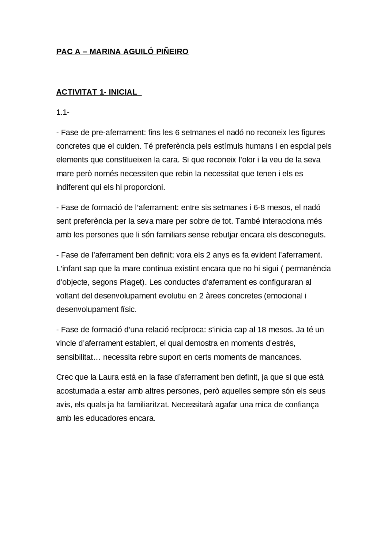 Pac A Psicologia Del Desenvolupament Docsity