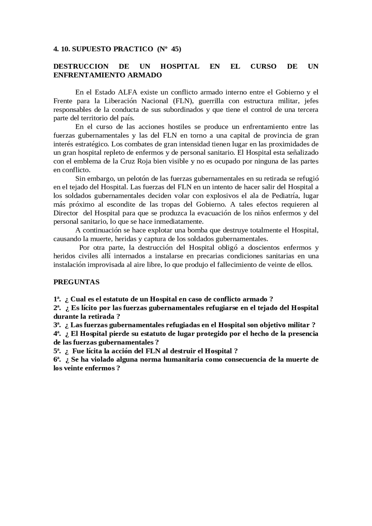 Casos Derecho de los Conflictos armados - Docsity