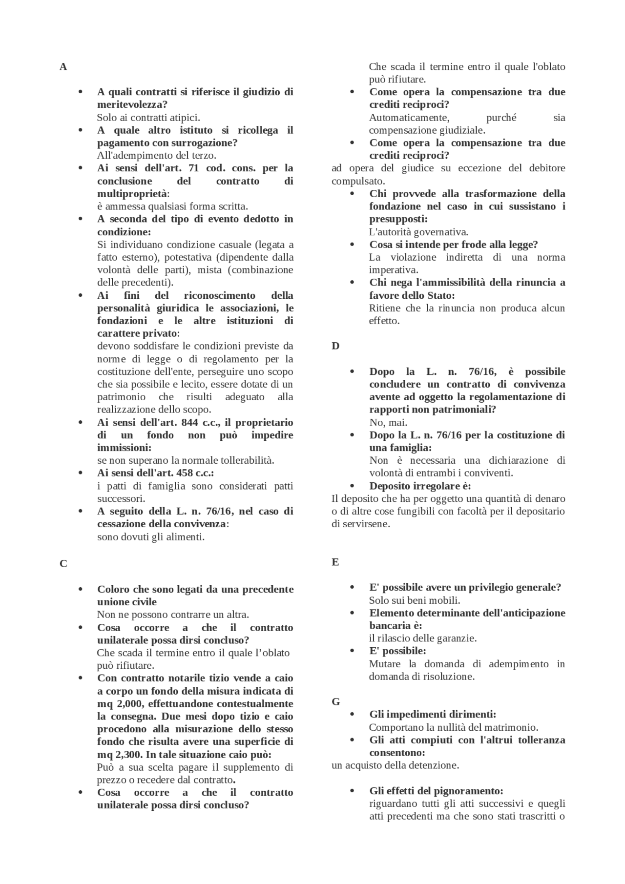 Istituzioni Di Diritto Privato Unipegaso Prove Desame Di