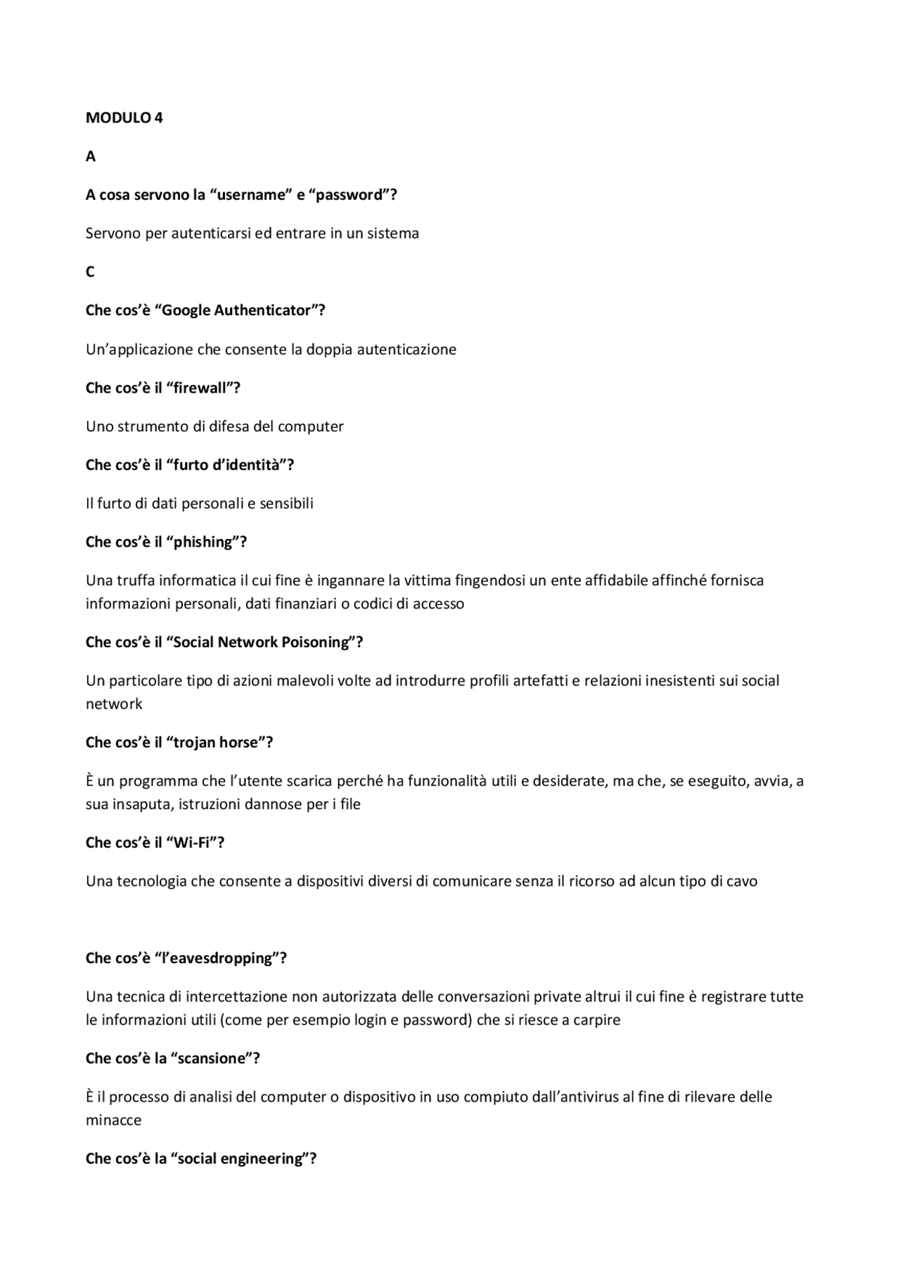 Modulo 4 eipass (7 moduli ) - Docsity