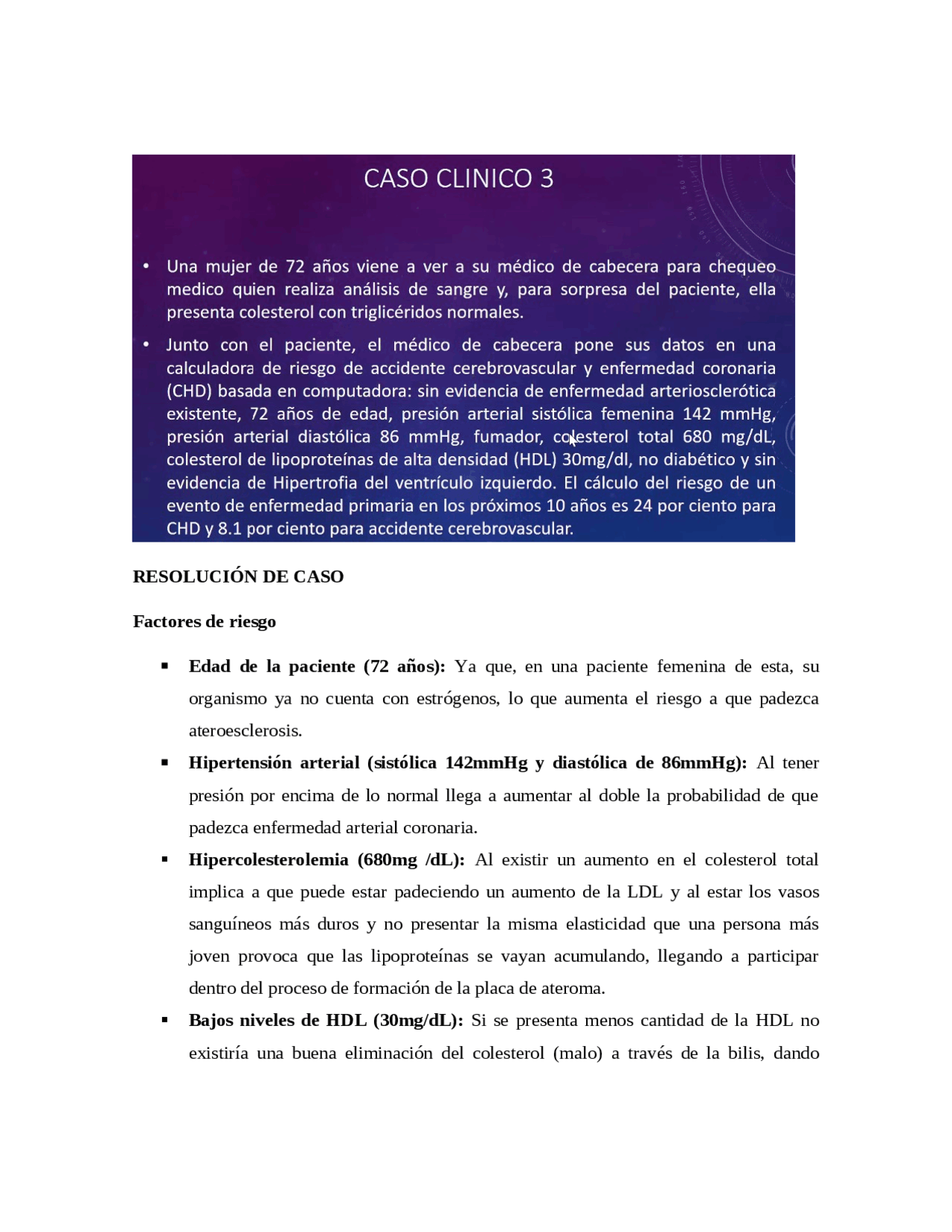 Caso Clínico Fisiopatología Ejercicios De Fisiopatología Docsity