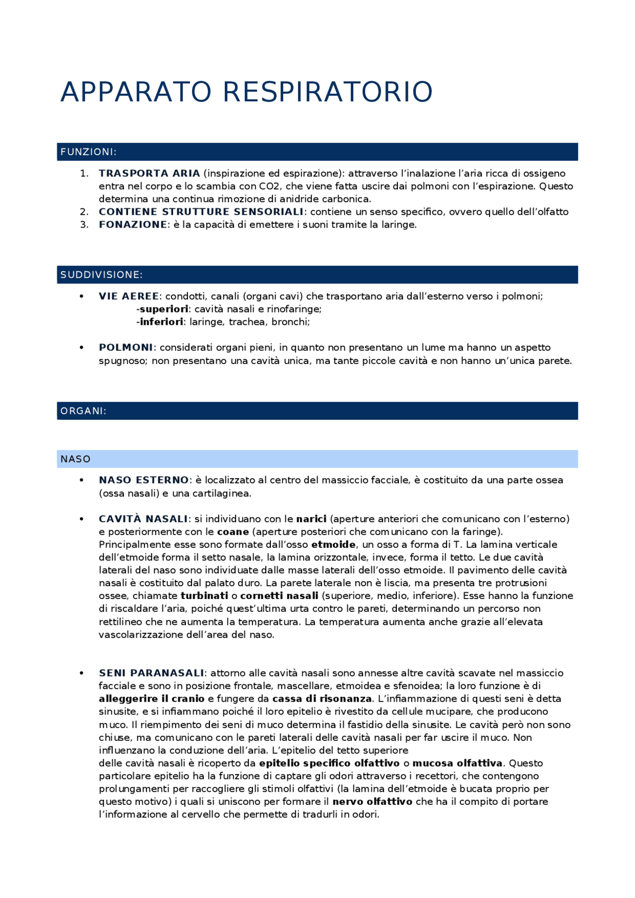 Apparato Respiratorio Docsity