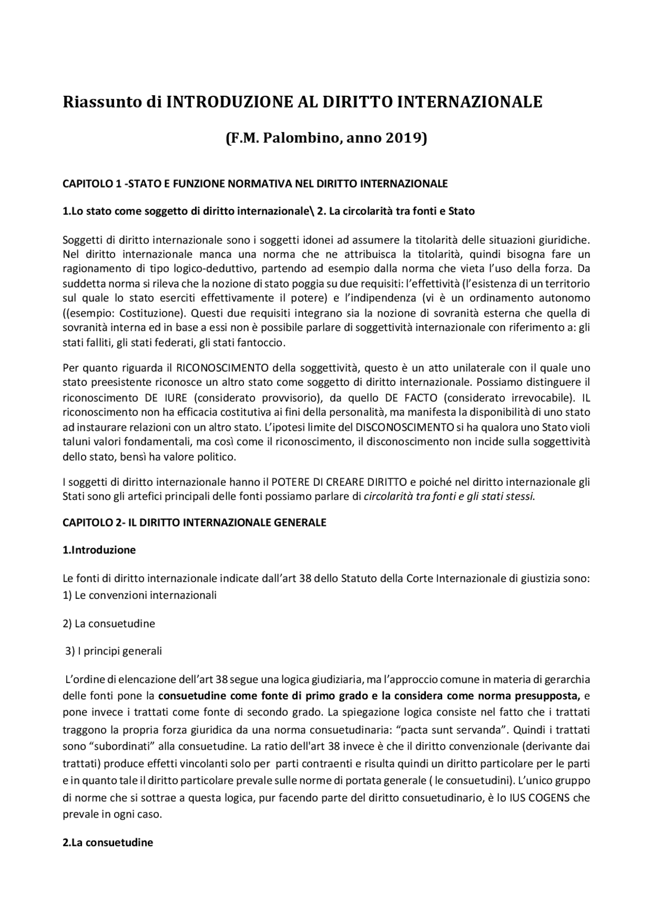 Introduzione Al Diritto Internazionale Docsity