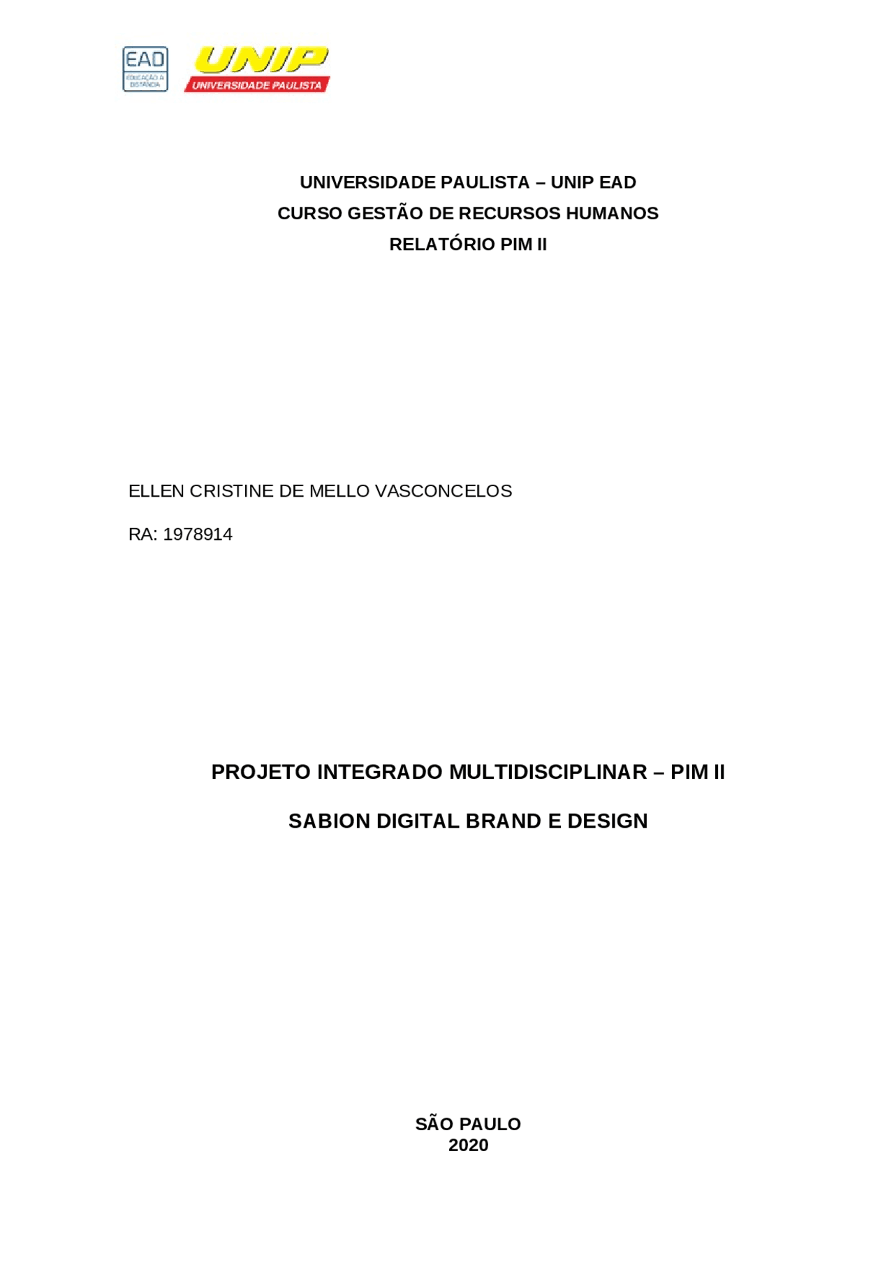 Pim Ii Gestão De Recursos Humanos Unip Docsity