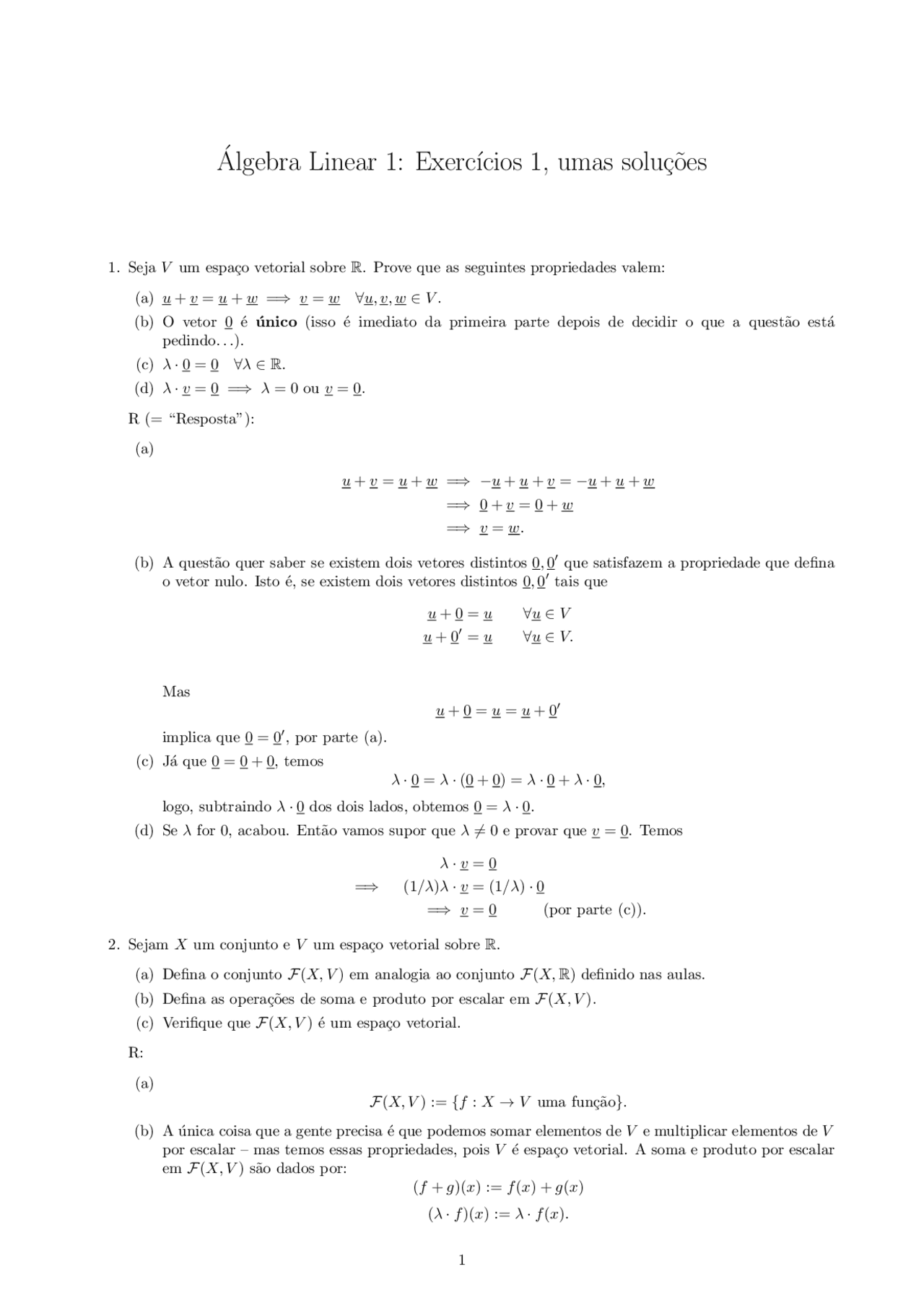 Exercícios Resolvidos álgebra Linear I Docsity