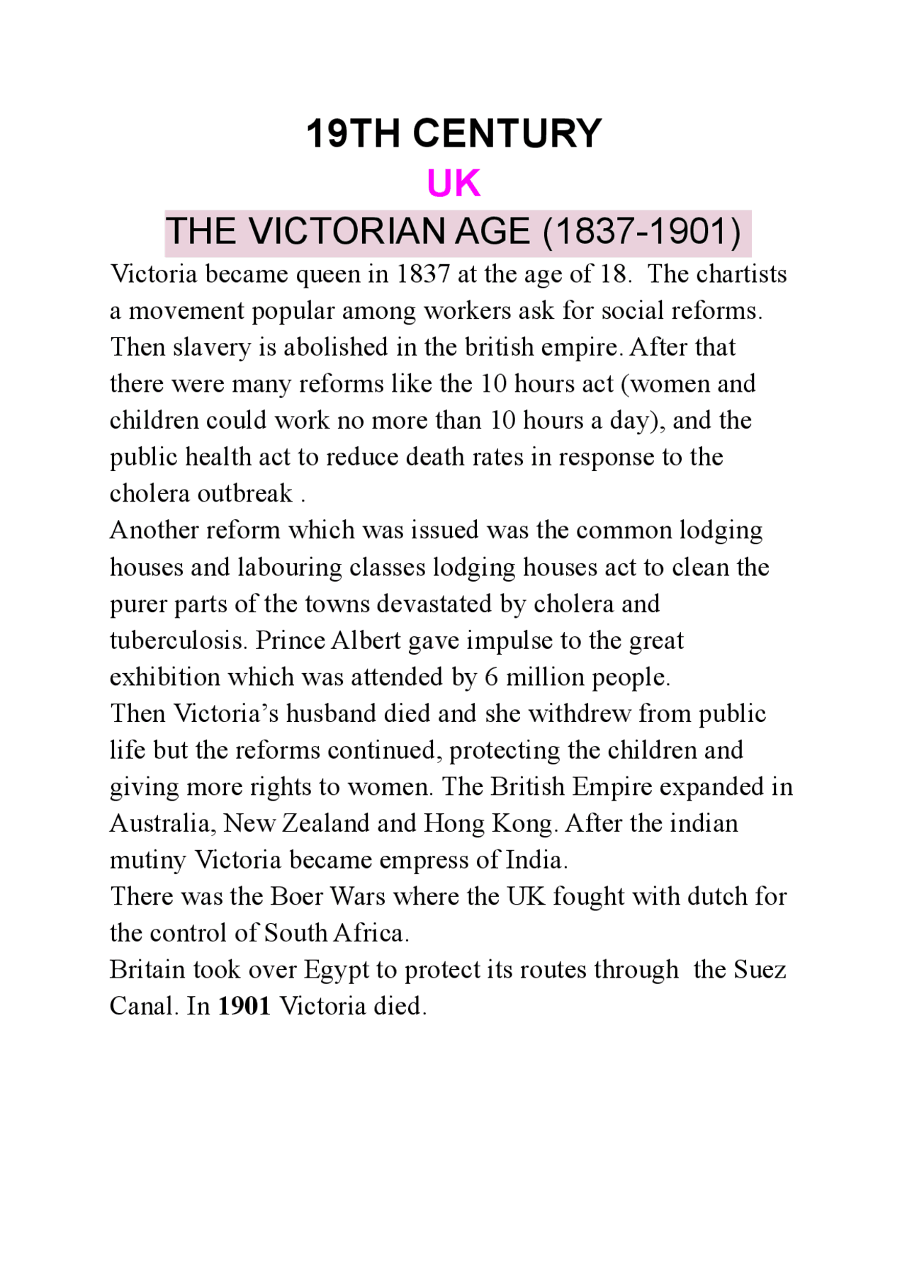 19th century-20th century-age contemporary - Docsity