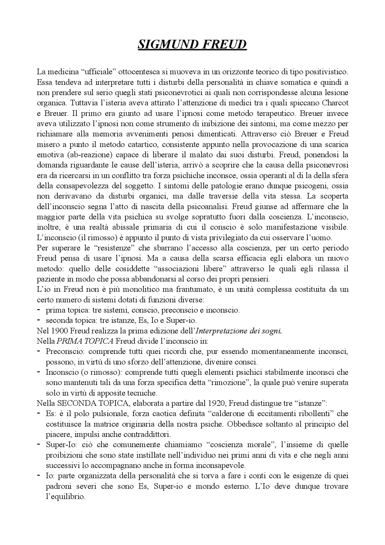Freud Concetti Principlai Docsity