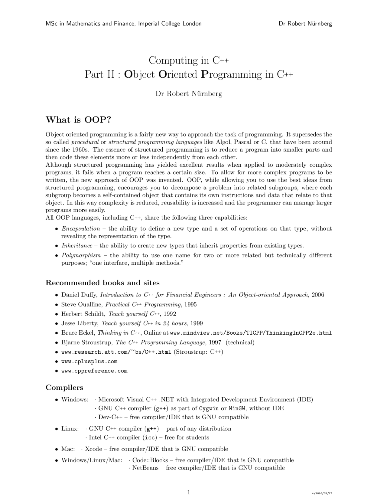 Object Oriented Programming In C Docsity
