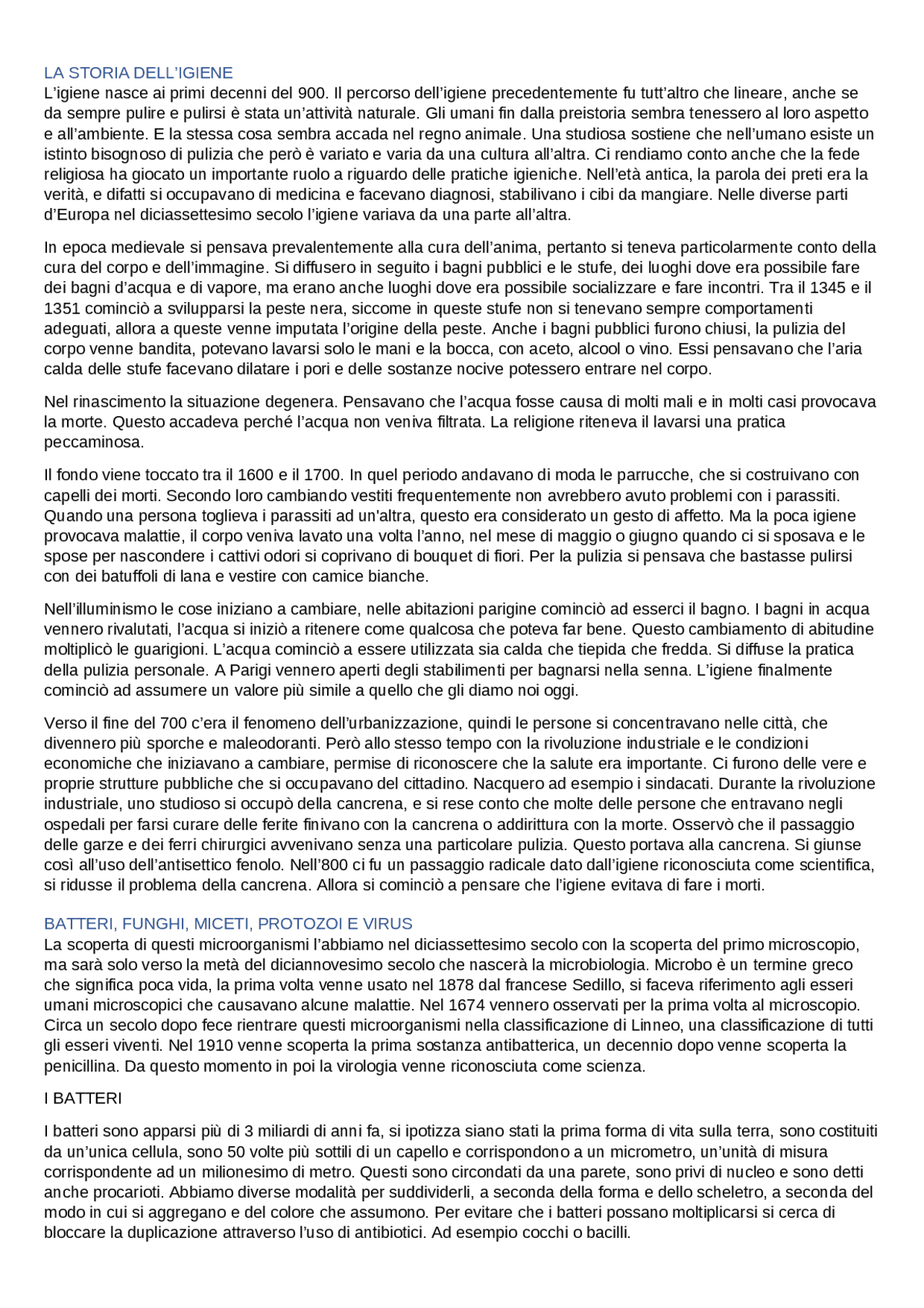 Appunti E Riassunti Igiene Docsity