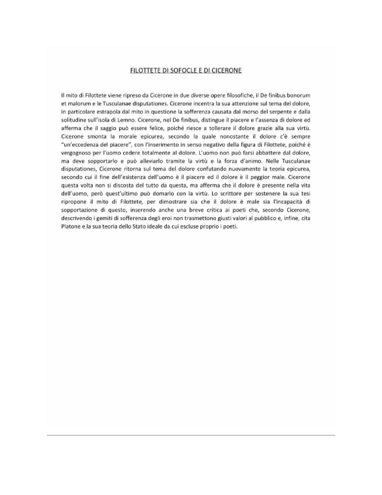 Filottete Di Sofocle E Cicerone Docsity