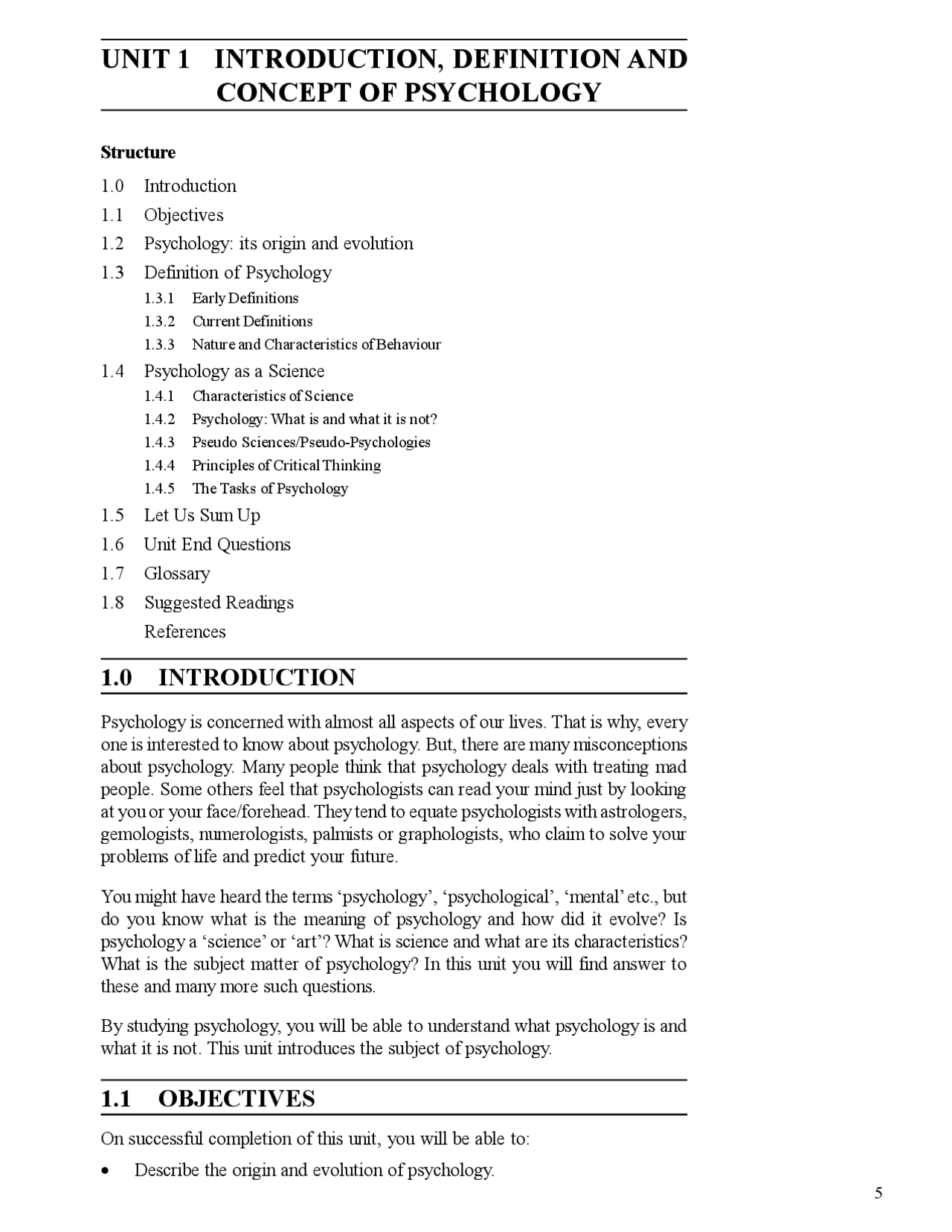 Basic Concepts of Psychology with Definition and Introduction - Docsity