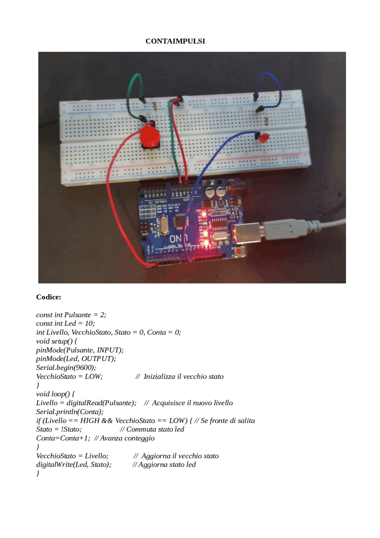 contaimplusi con arduino | Esercizi di Sistemi automatici | Docsity