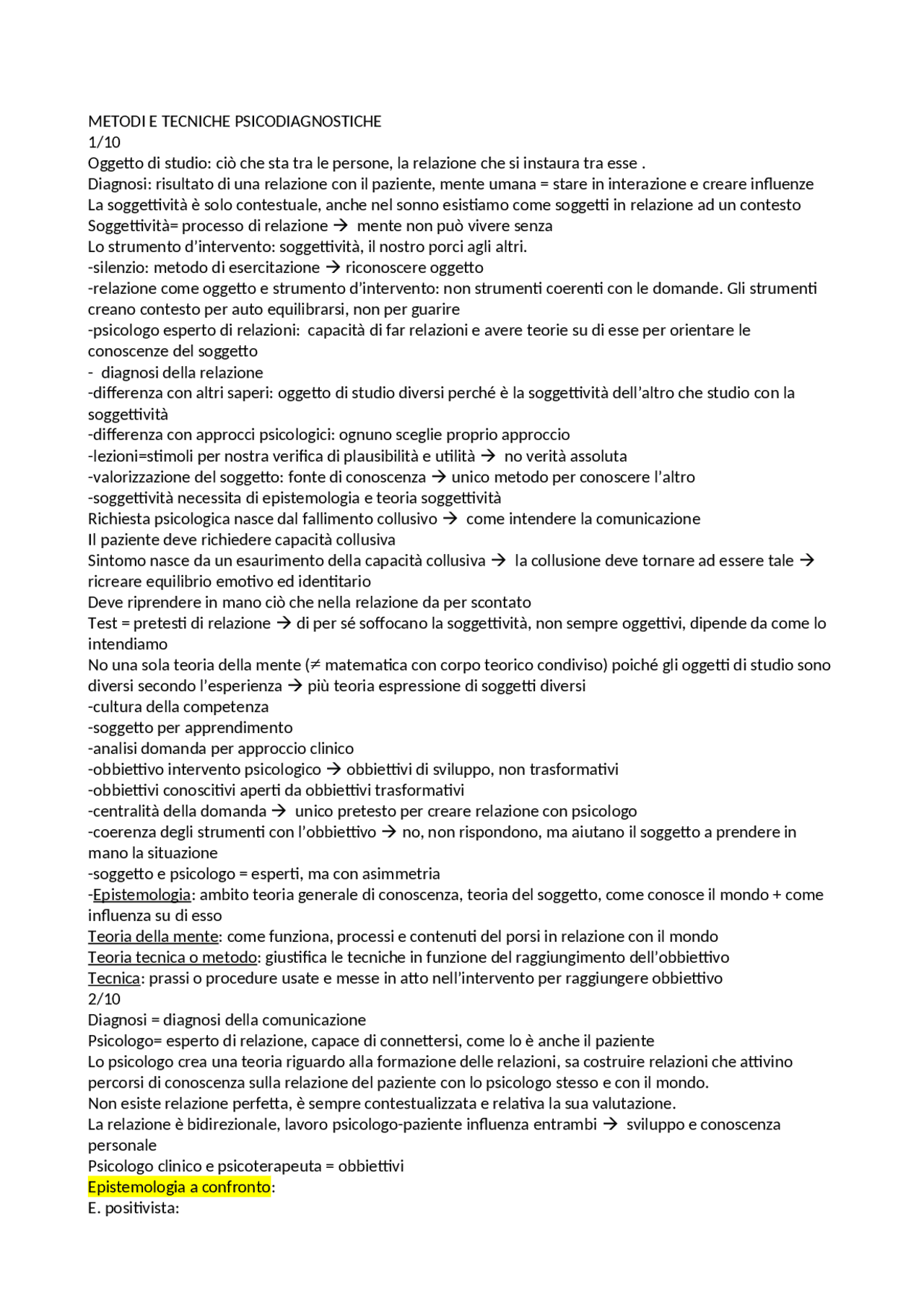 Appunti Metodi E Tecniche Psicodiagnostiche Docsity