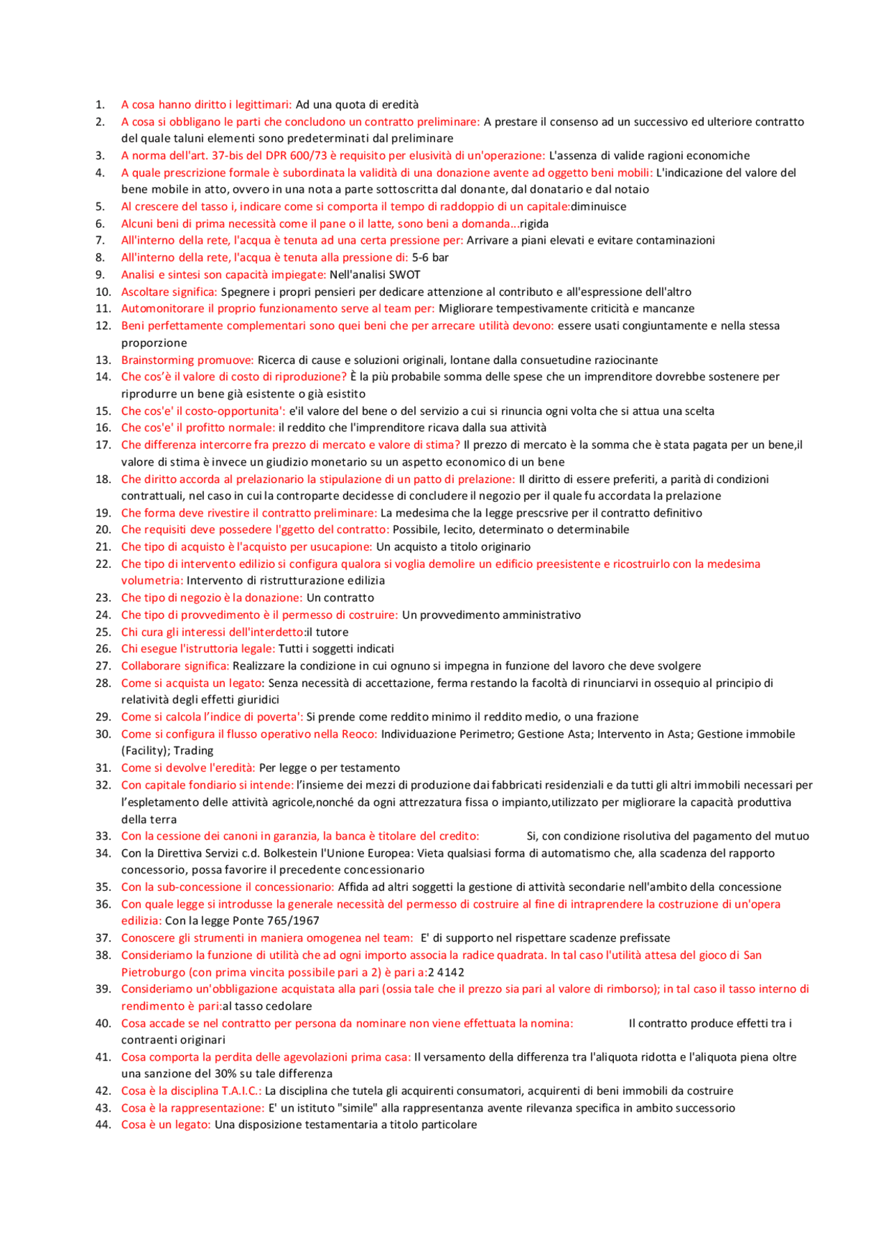 (Nuovo 2021) Domande esame / paniere Economia ed estimo / Contiene dal 90 al 100% delle domante ...