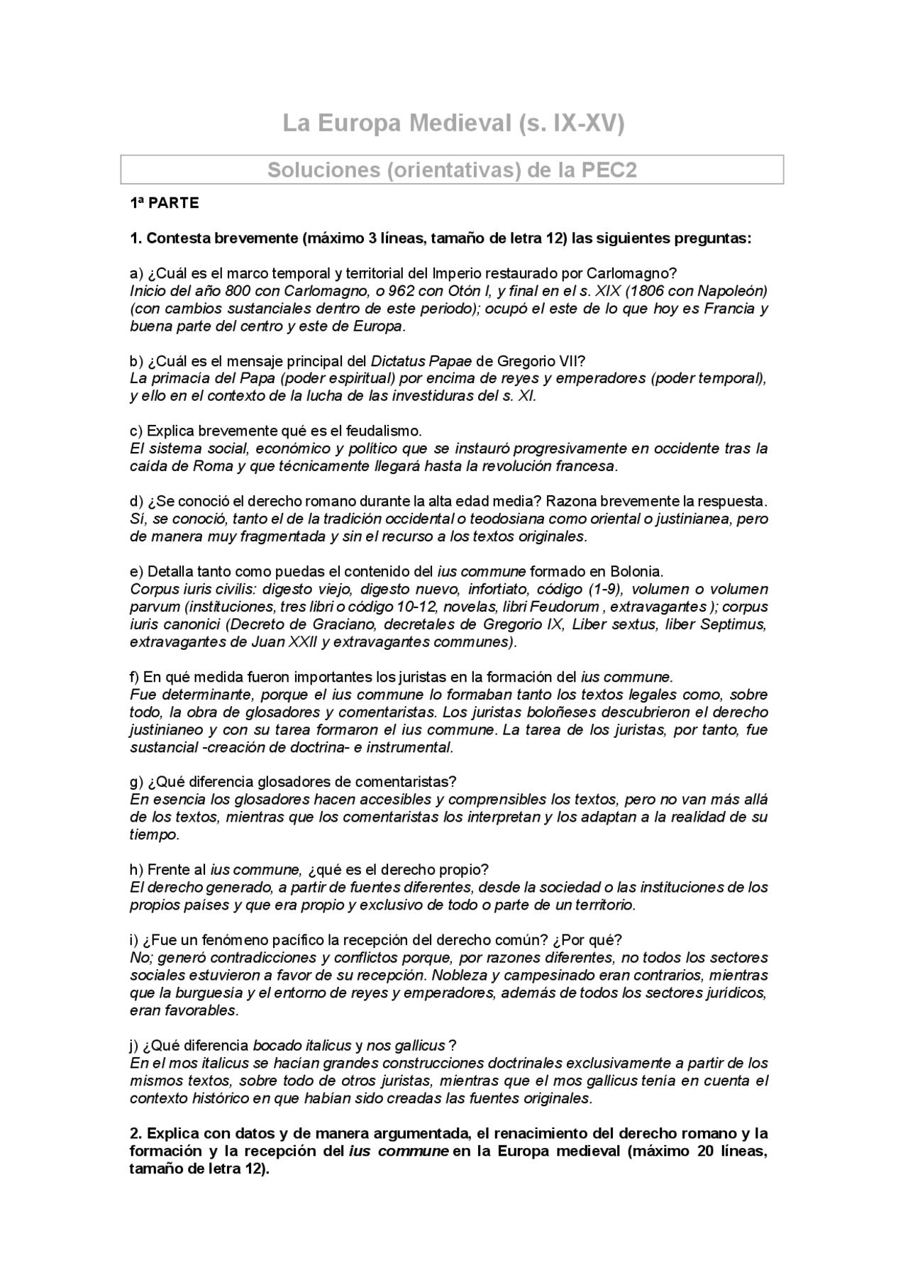 Solución Pec2 Fundamentos Históricos Del Derecho Docsity