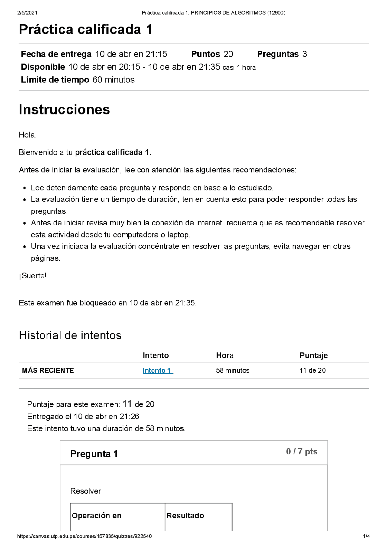 Práctica Calificada 1 Principios De Algoritmos Exámenes De Algoritmos Y Programación Docsity