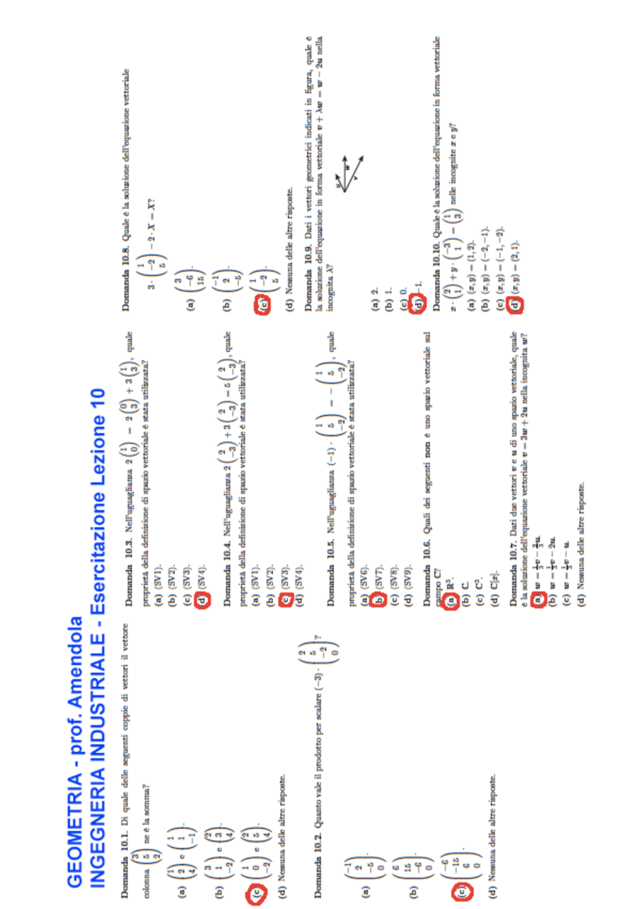 Geometriaesercitazioni Prof Amendola Lezione 10 Docsity