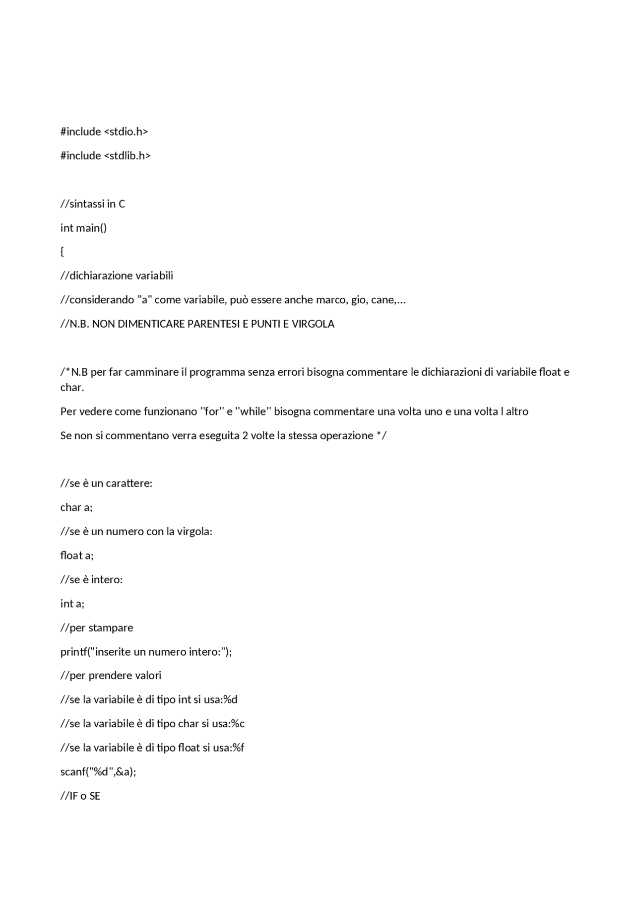 Basi Programmazione In C Docsity