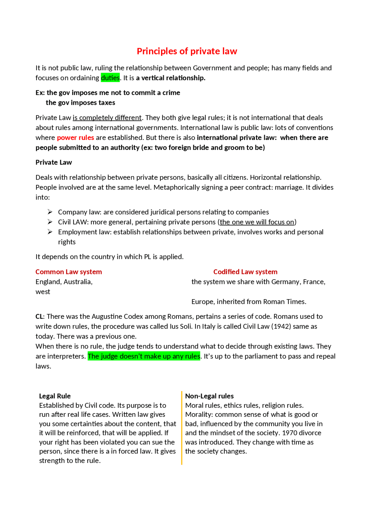 Principles of private law - Docsity