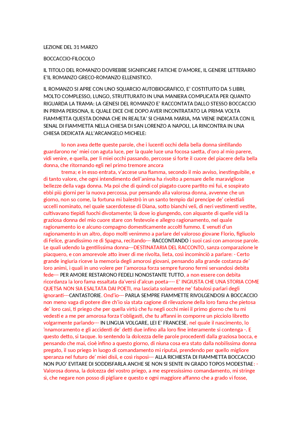 Appunti Filocolo Boccaccio Docsity