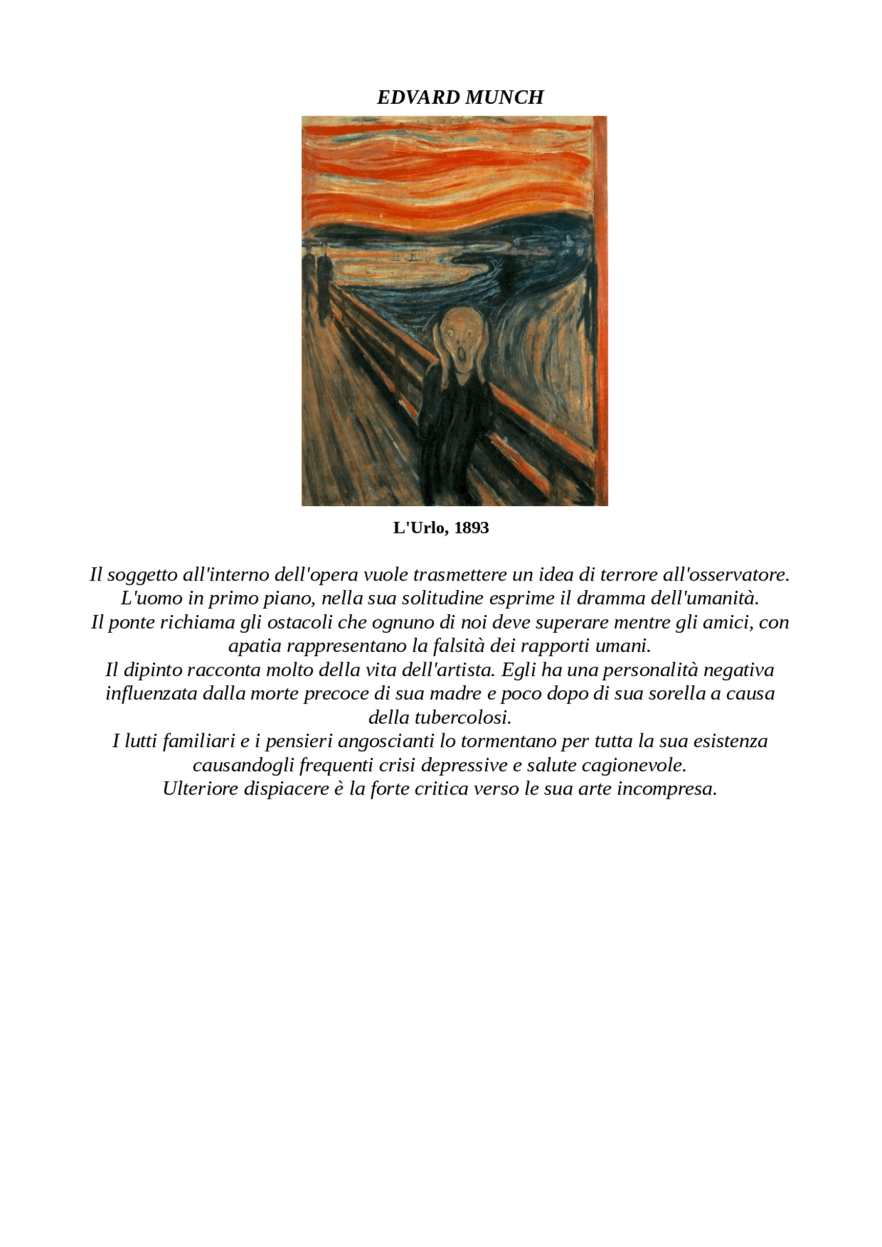 Il Grido di Edvard Munch - Docsity