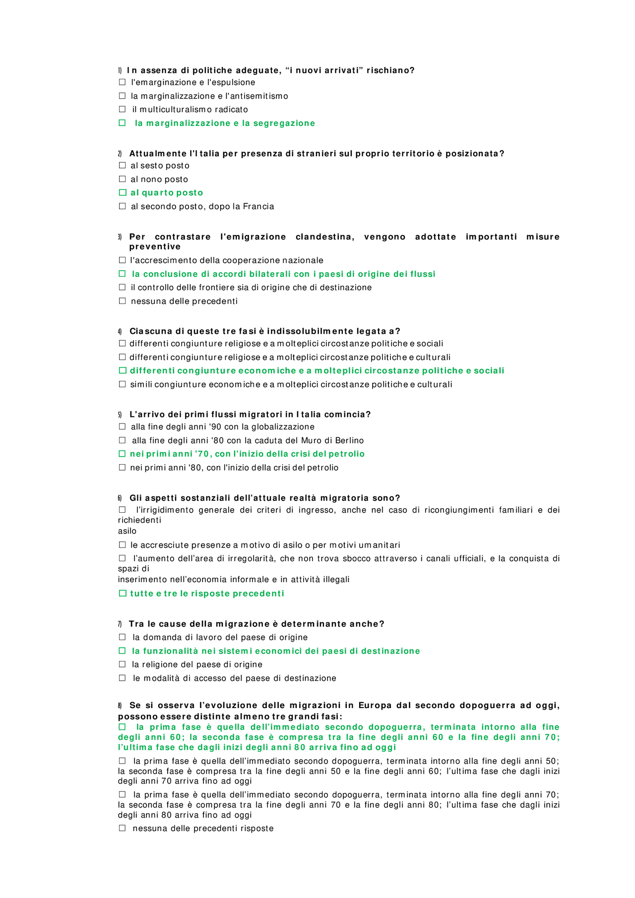 Test Modulo 3 Parte 1 Docsity