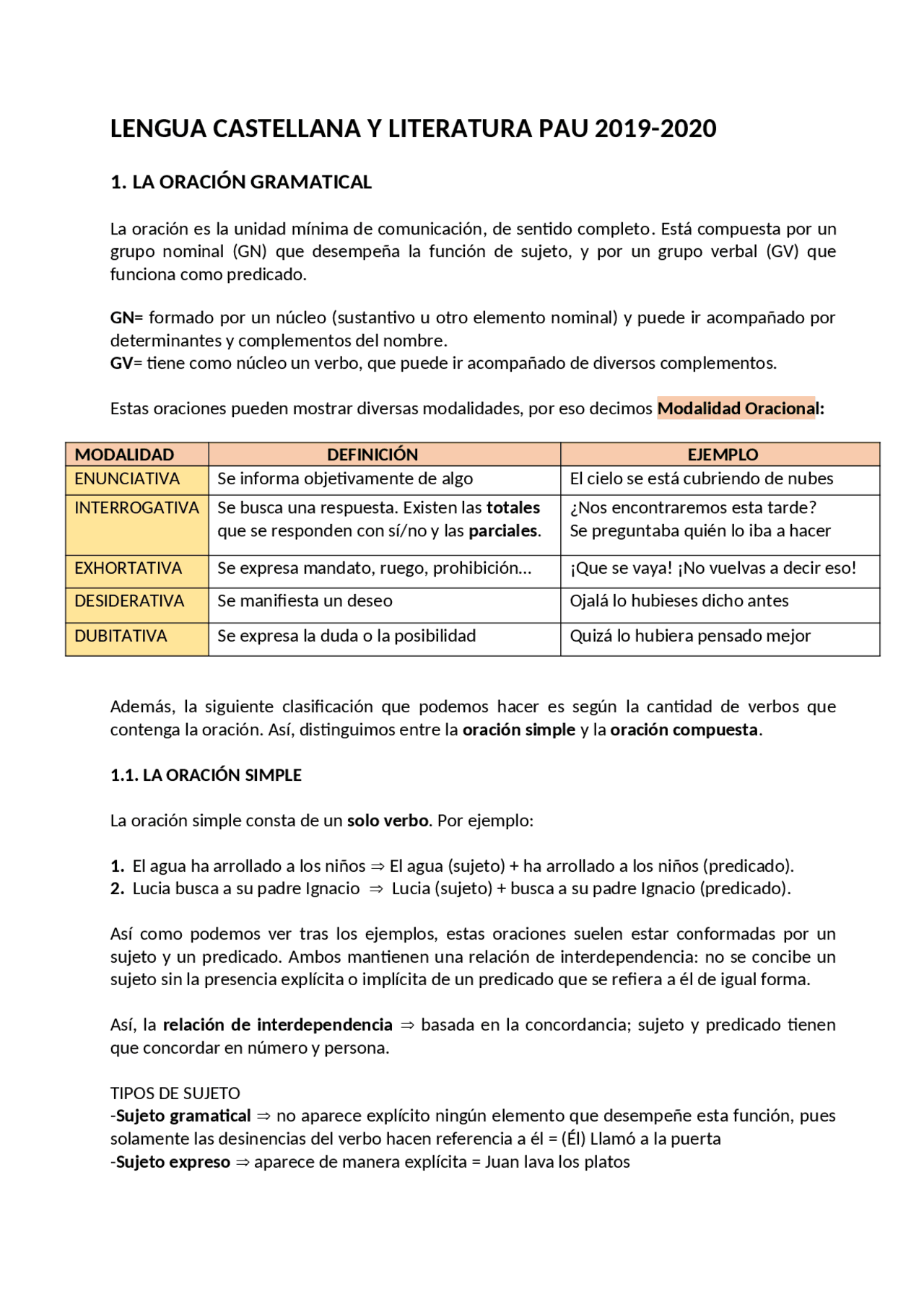 Apuntes Lengua Castellana Y Literatura Docsity