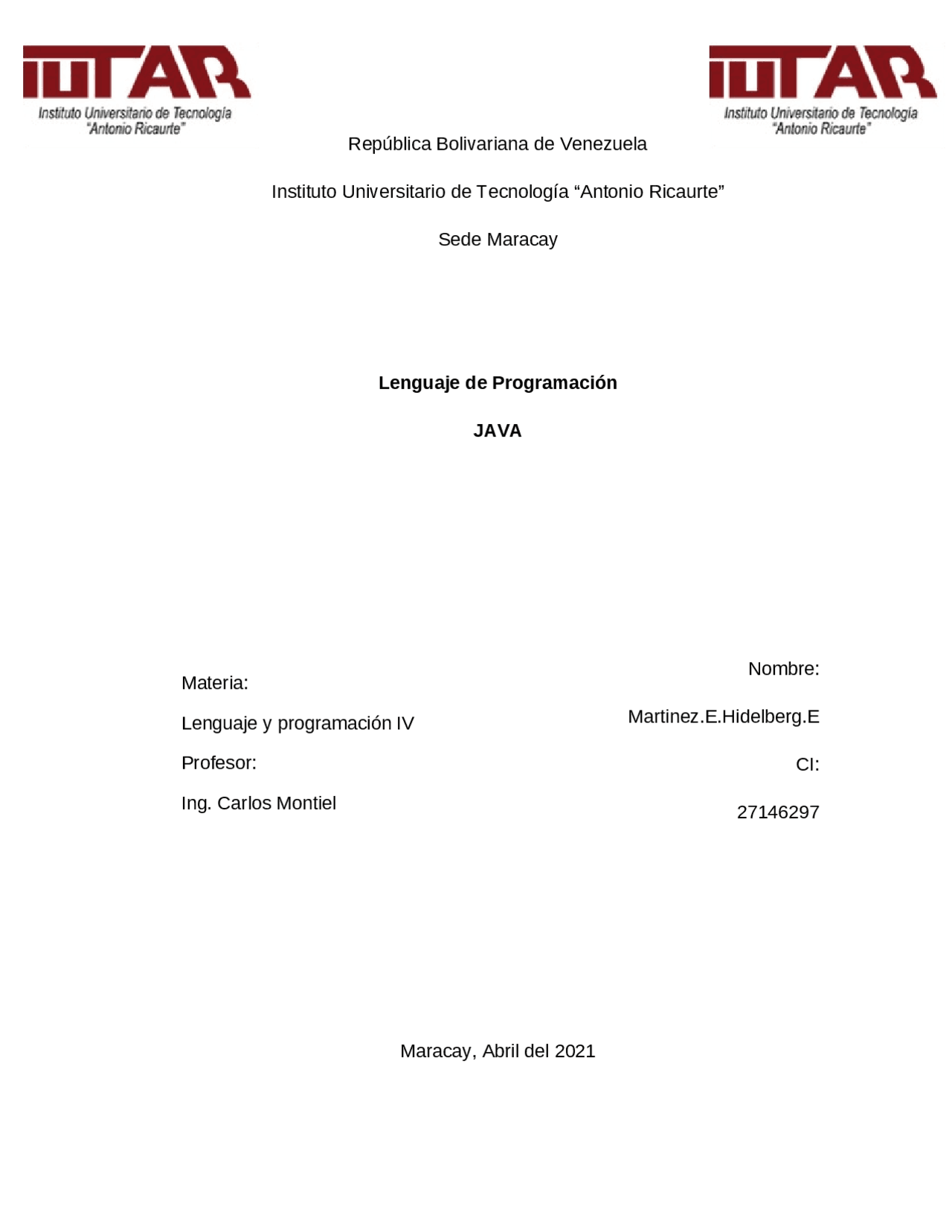 Lenguaje de programacion JAVA - Docsity