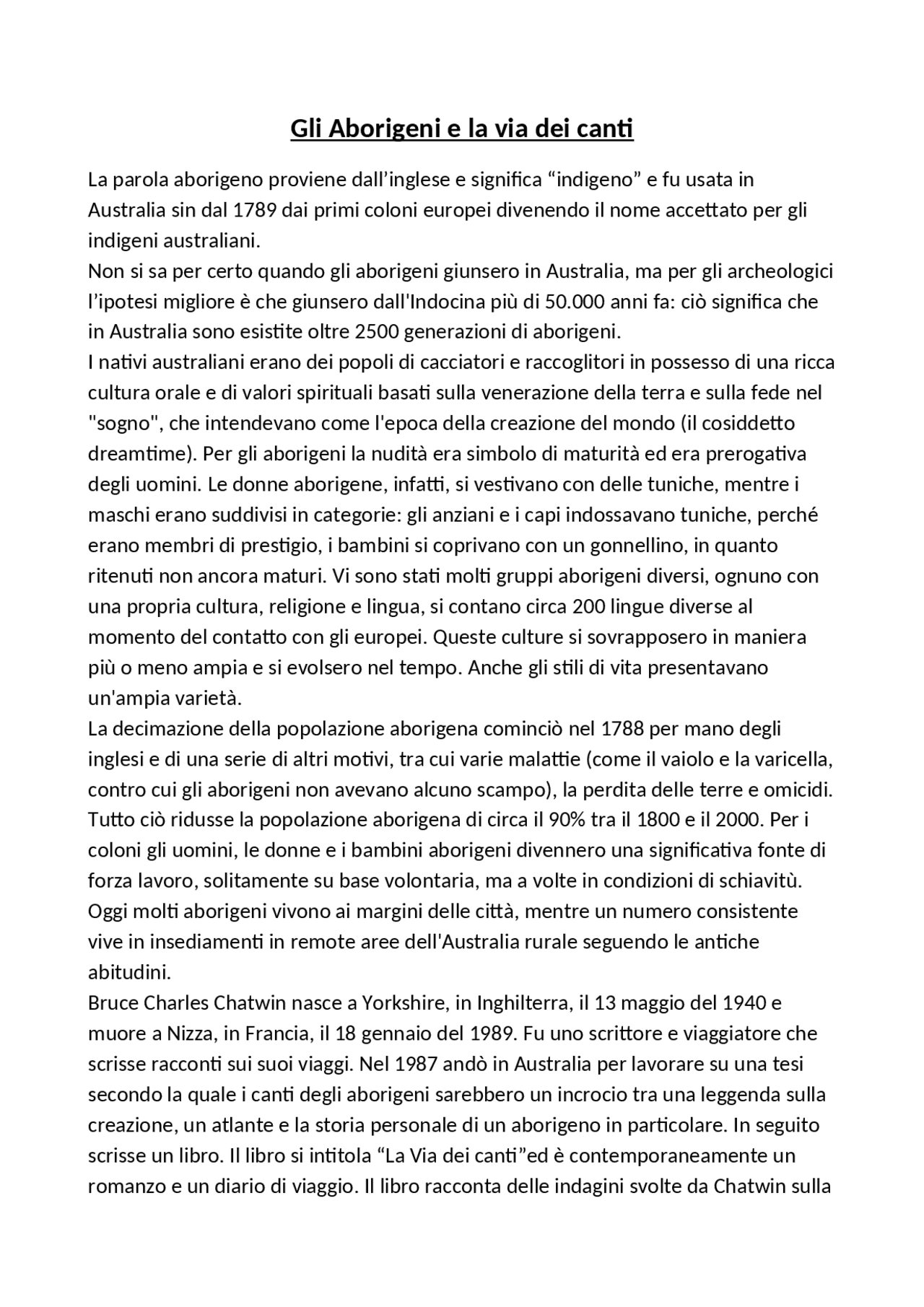 Appunti Sulle Civiltà Aborigene Docsity