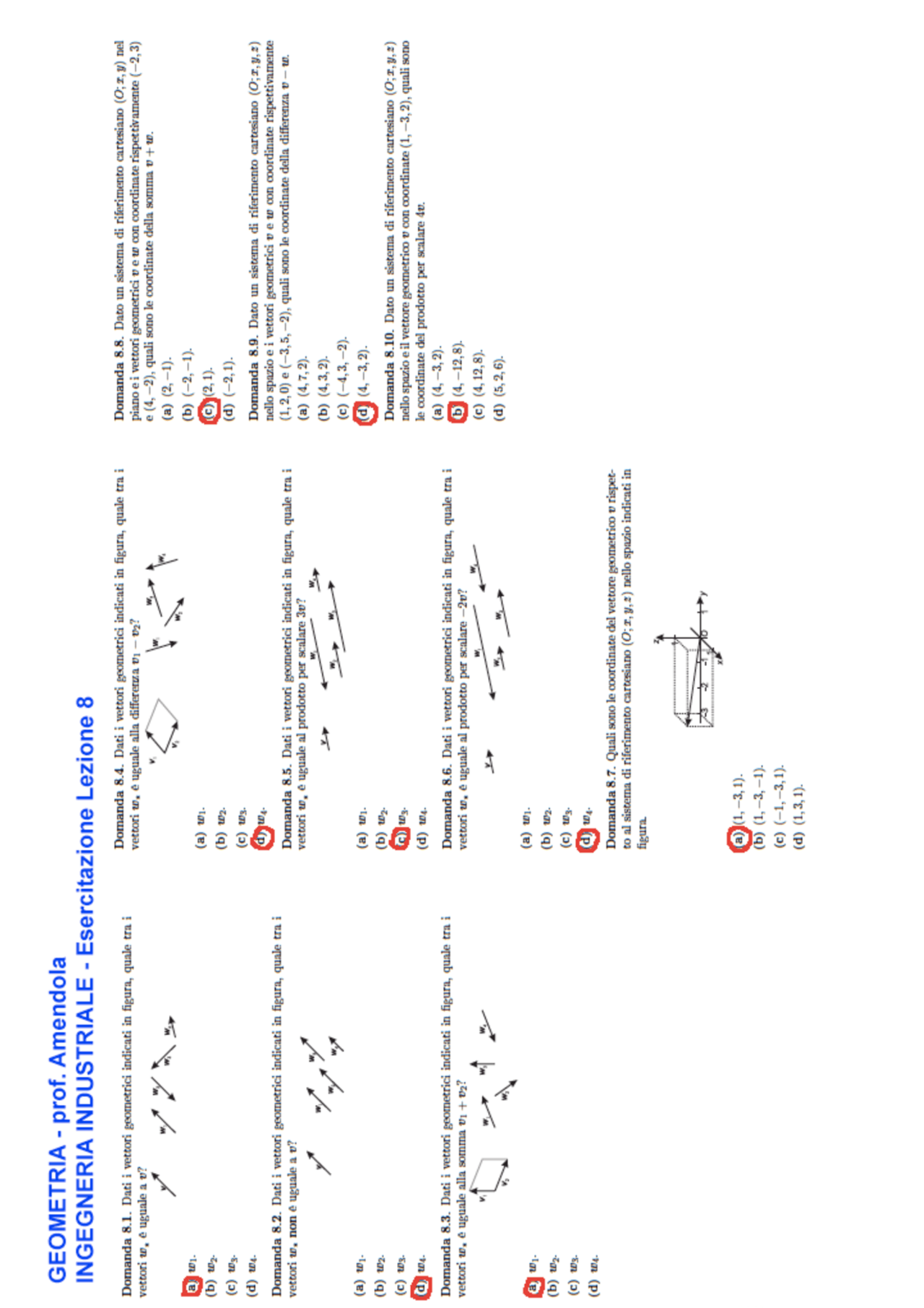 Geometriaesercitazioni Prof Amendola Lezione 8 Docsity