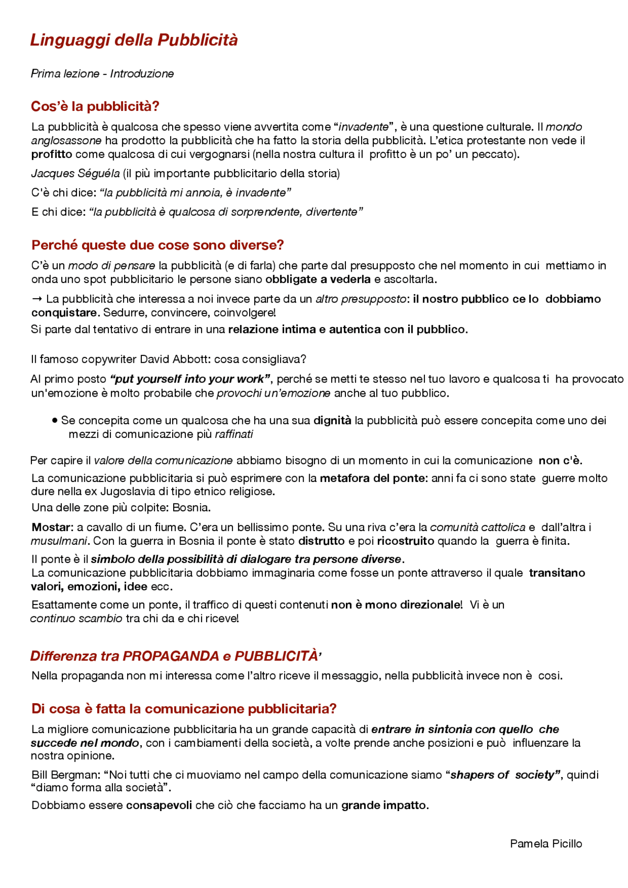 Appunti Completi Linguaggi Della Pubblicità 1° Ciclo Voto 30l