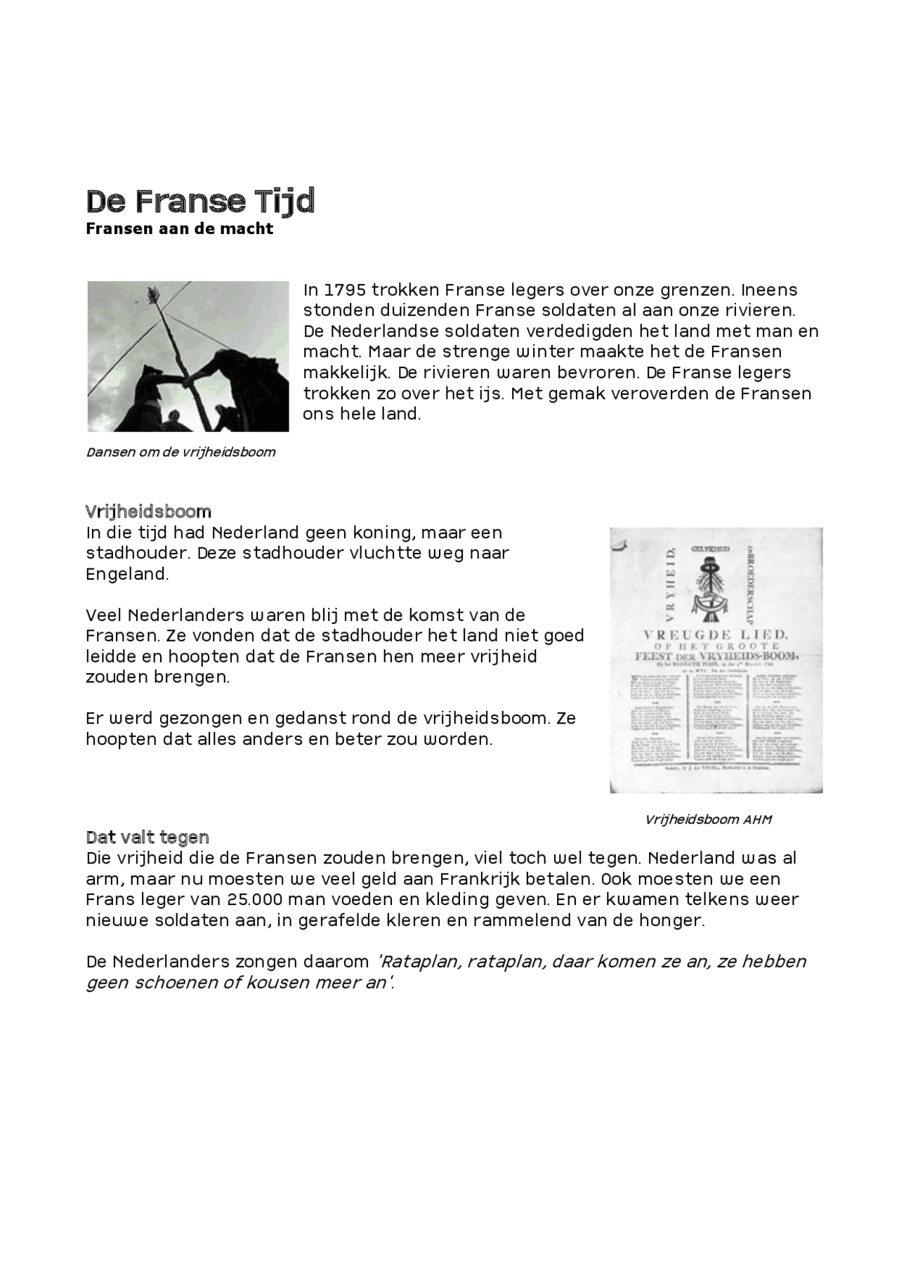 Geschiedenis overzicht: De Franse tijd, Fransen aan de macht - Docsity