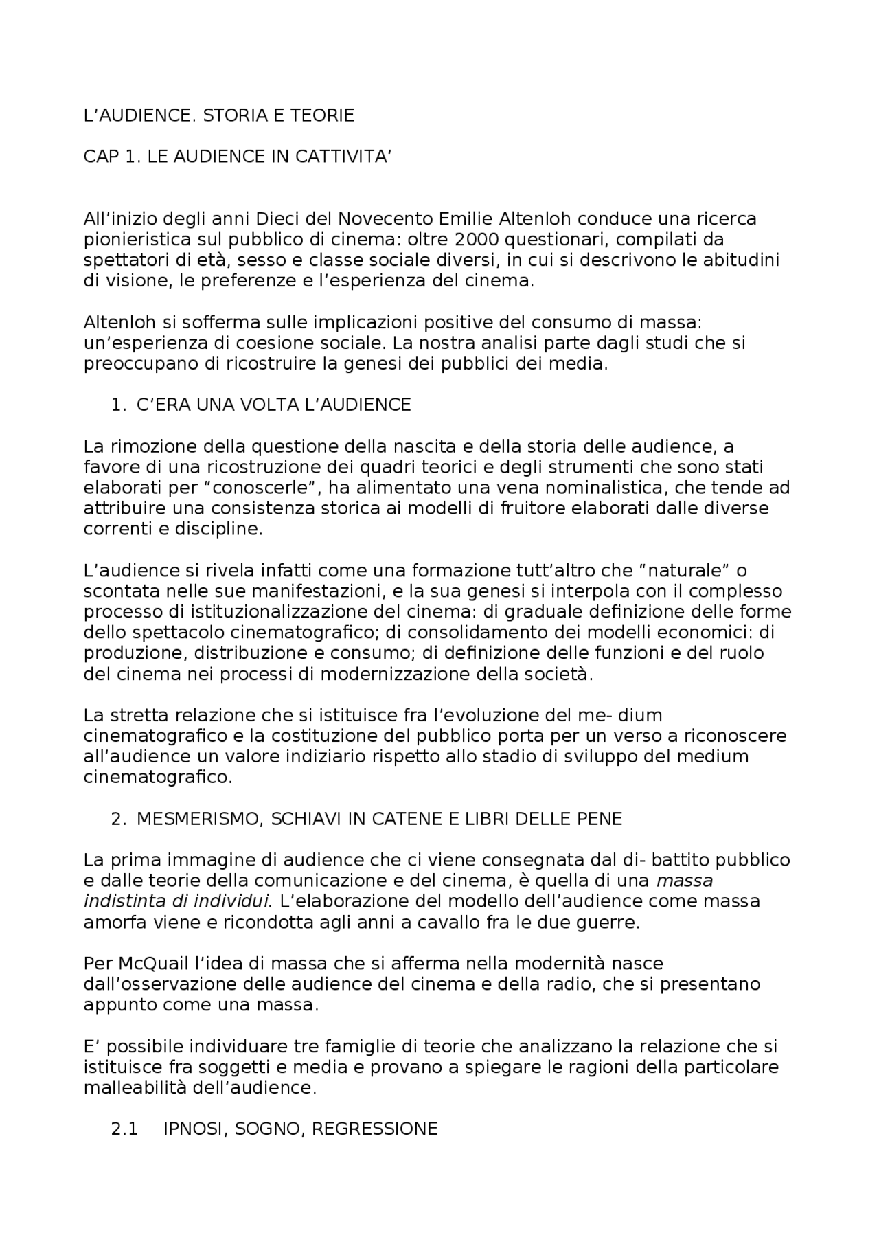 Audience Storie E Teorie Docsity