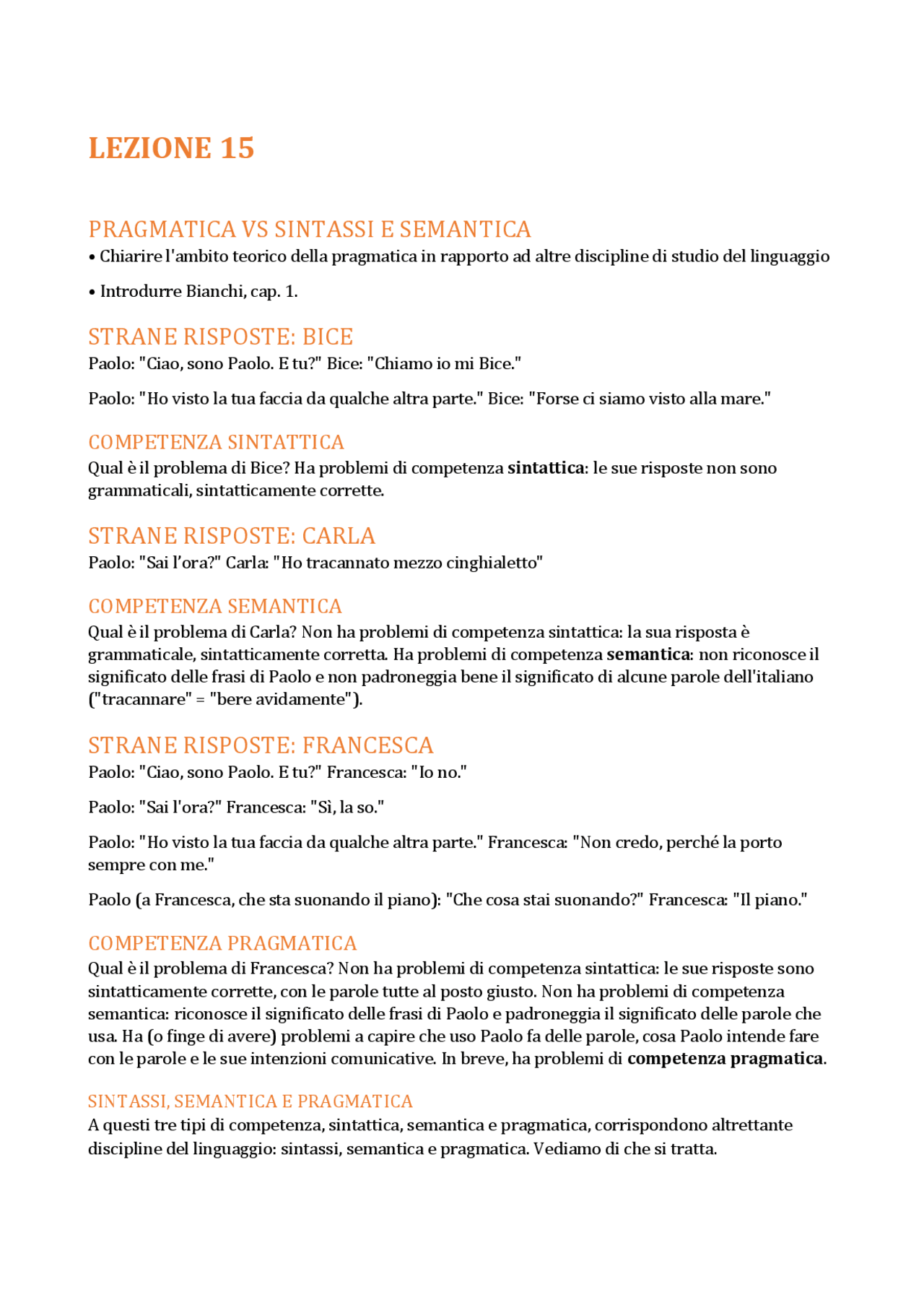 PRAGMATICA VS SINTASSI E SEMANTICA - Docsity