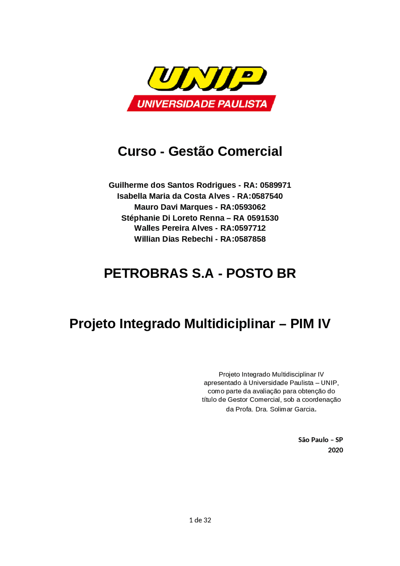 PIM IV OBOTICARIO GESTÃO COMERCIAL | Trabalhos Gestão Empresarial | Docsity