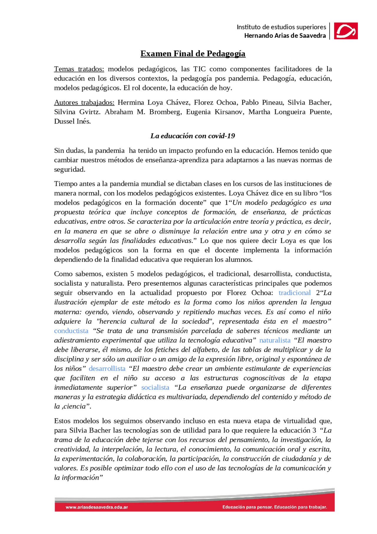 Pedagogía Final Docsity