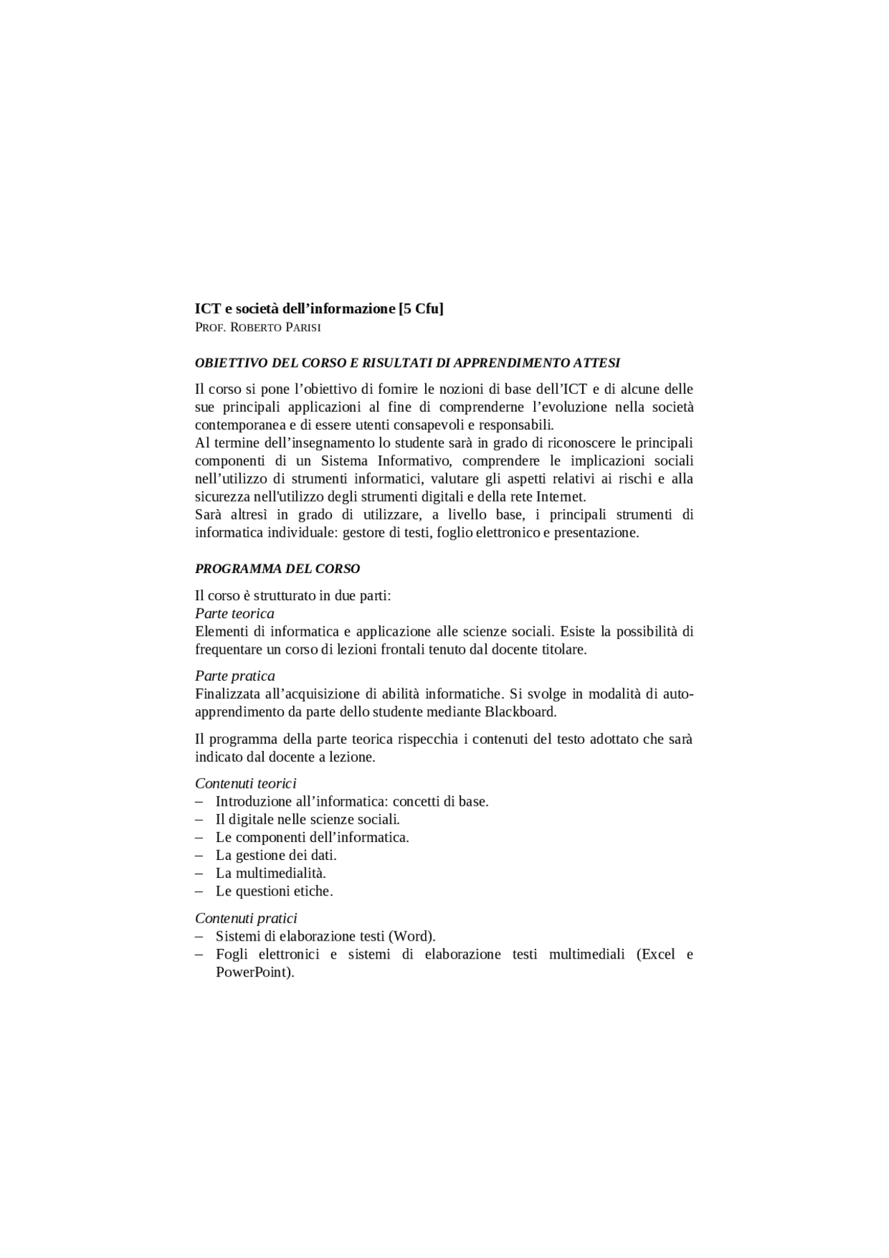 Ict Riassunto Breve Docsity