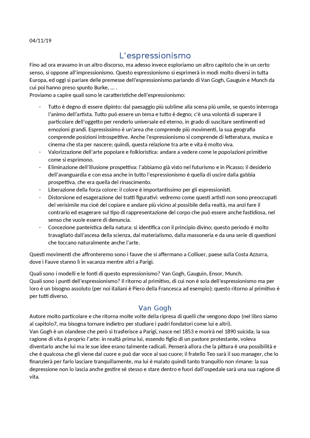L'espressionismo: sguardo a Van Gogh e Gauguin - Docsity