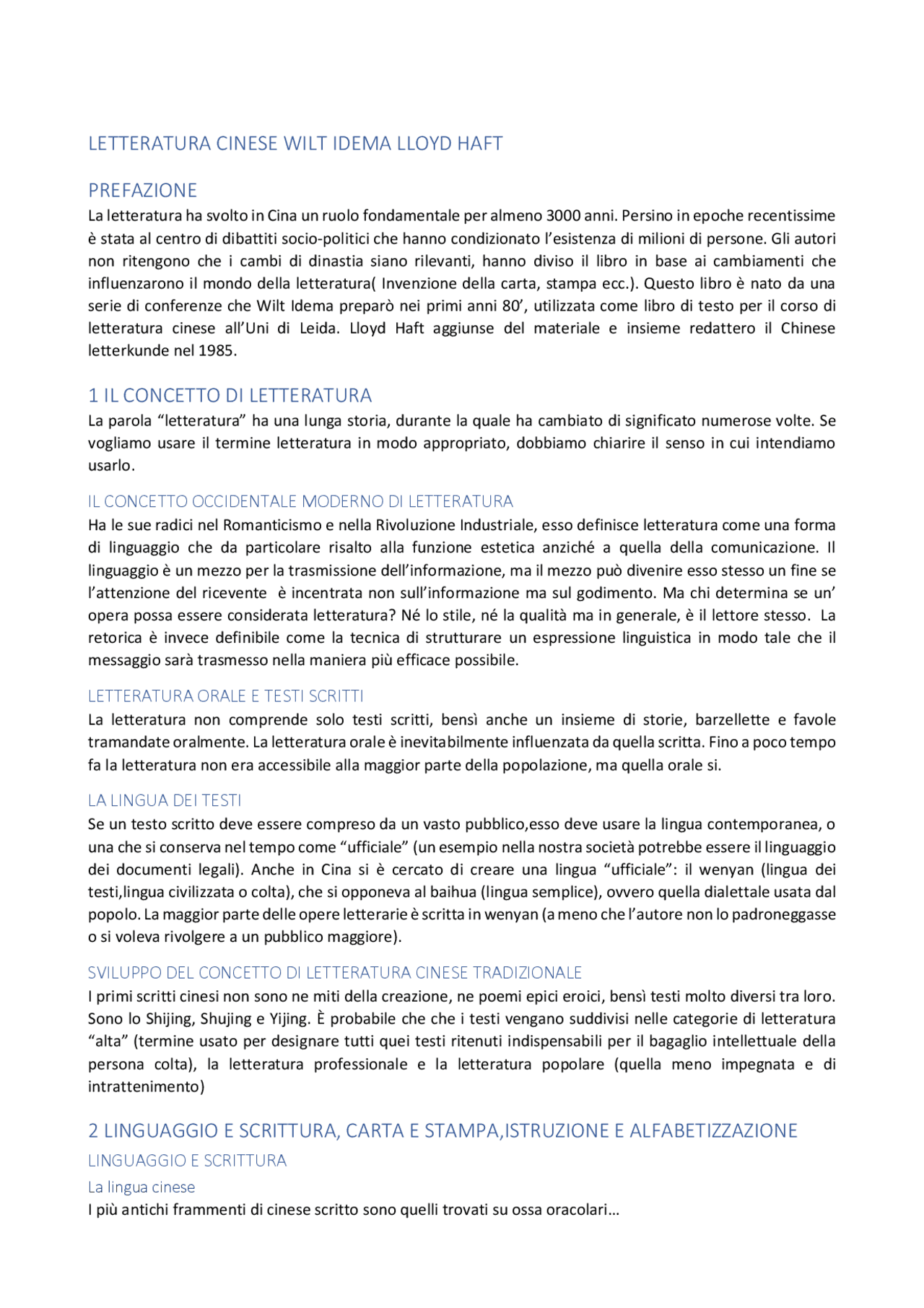 LETTERATURA CINESE WILT IDEMA LLOYD HAFT - Docsity