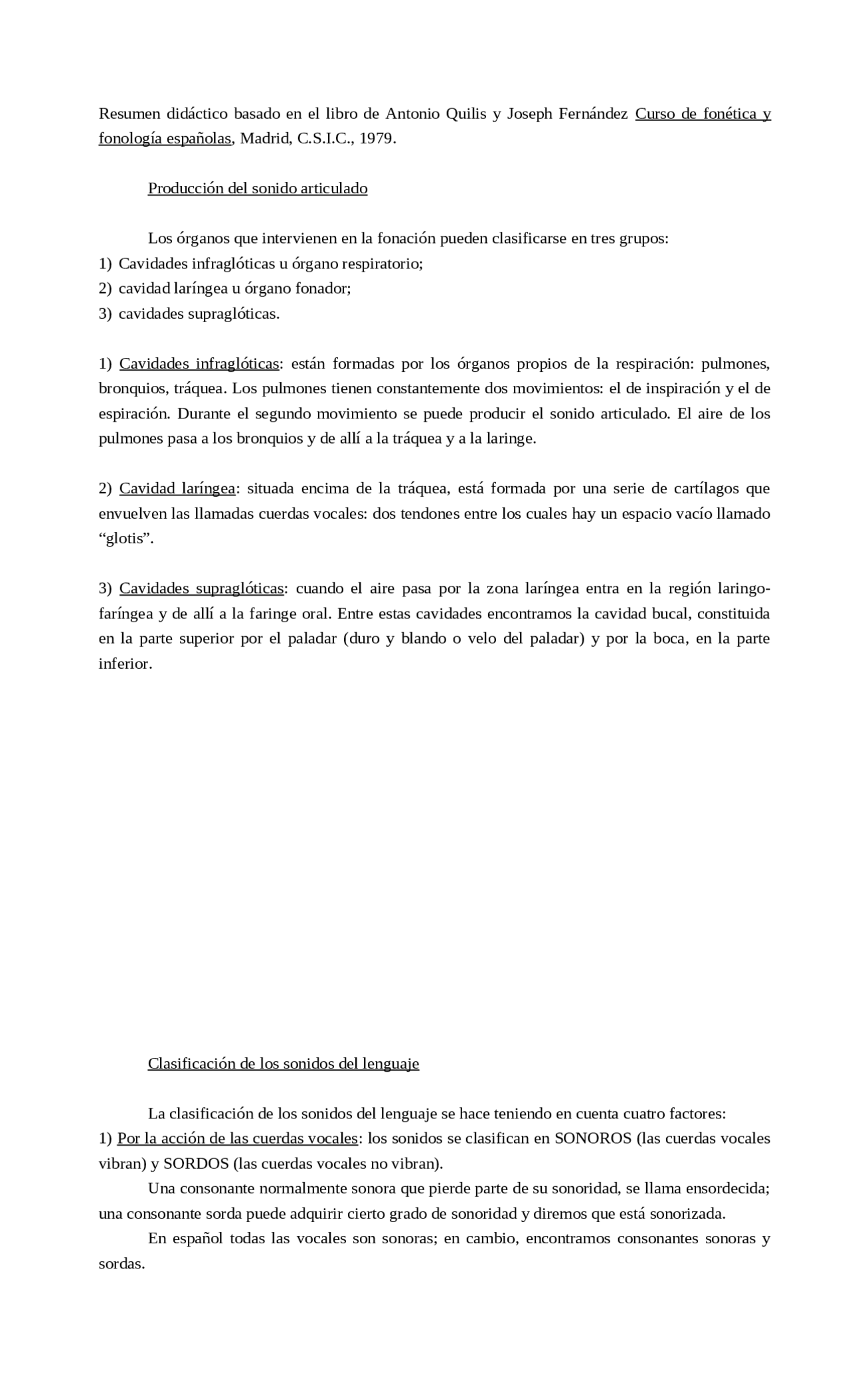 Resumen de Quilis-fernandez fonetica - Docsity