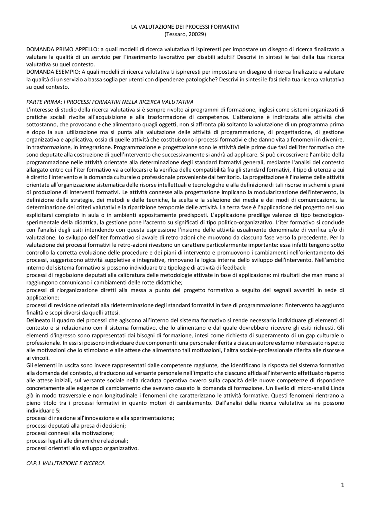 La Valutazione Dei Processi Formativi Docsity